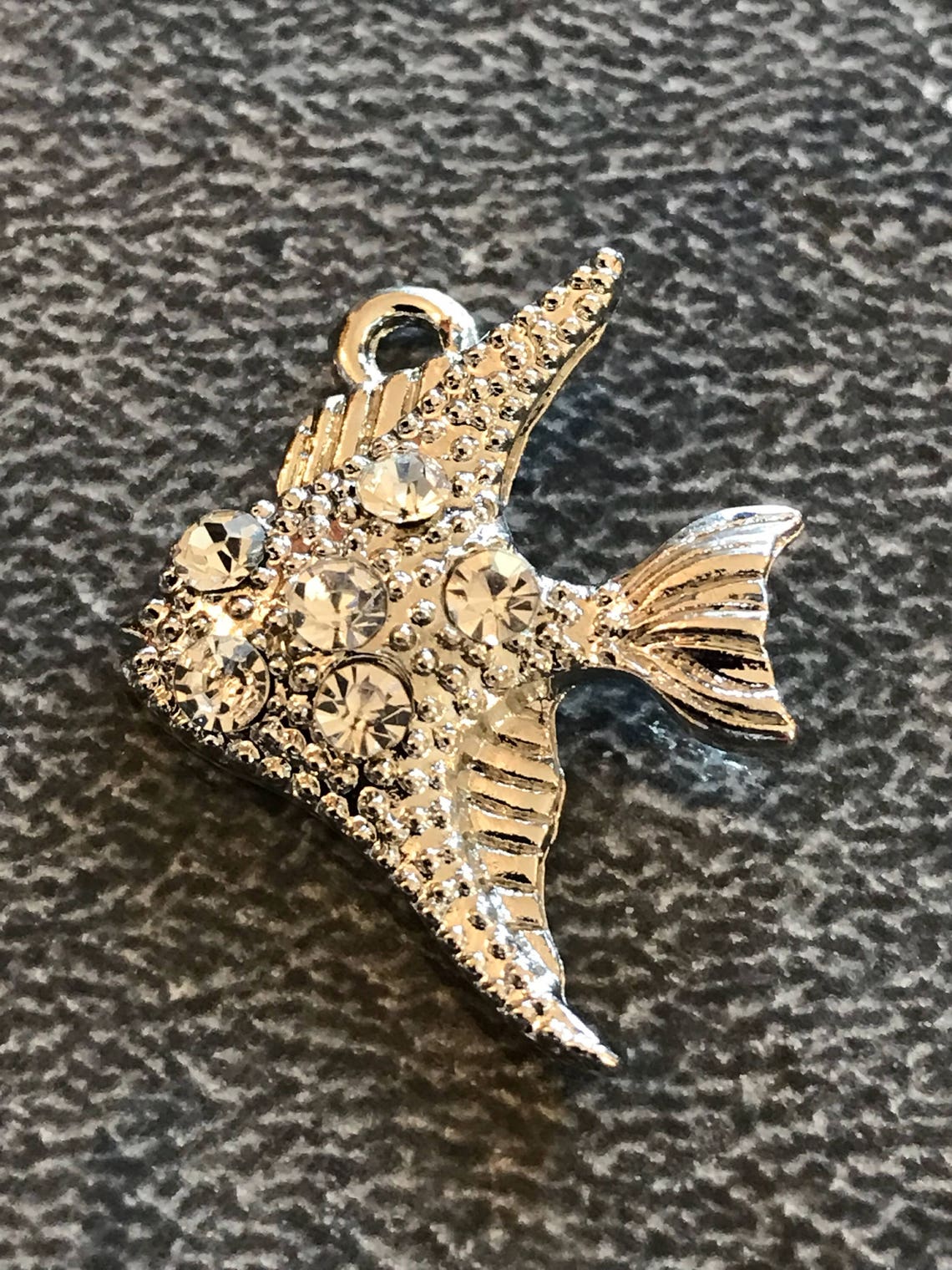 3 Rhinestone and Silver Tone Blingy Fish Charms Very Nice - Etsy