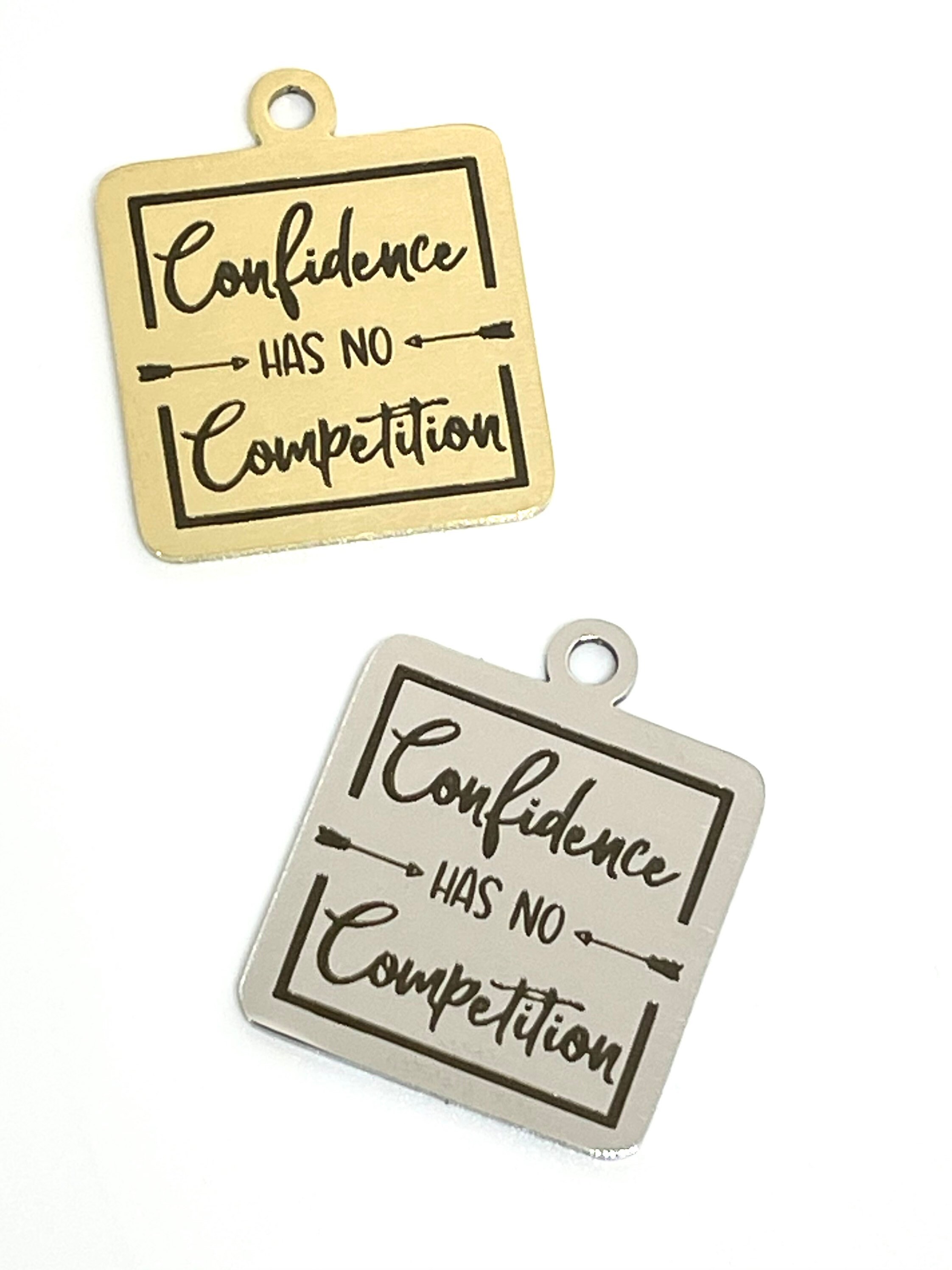 Confidence has no Competition square shaped laser engraved | Etsy