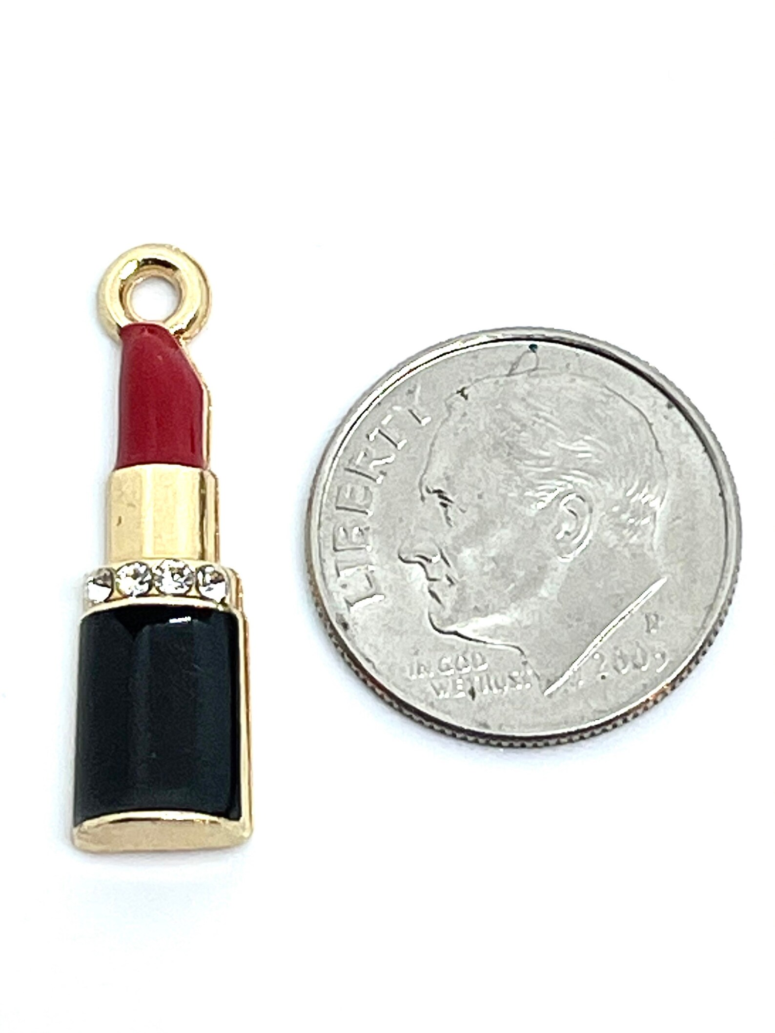 3 Red and Black Smaller Size Enamel Gold Tone Lipstick Charms - Etsy