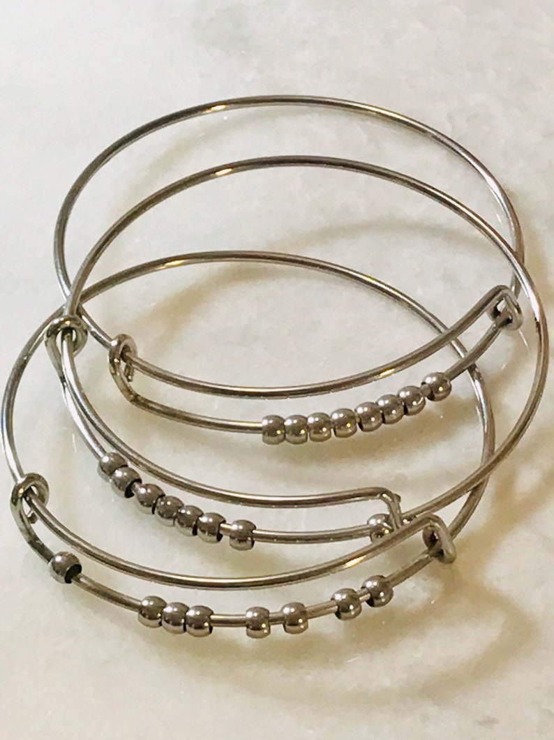 Stainless Steel Expandable Bangle Bracelet With Beads - Etsy