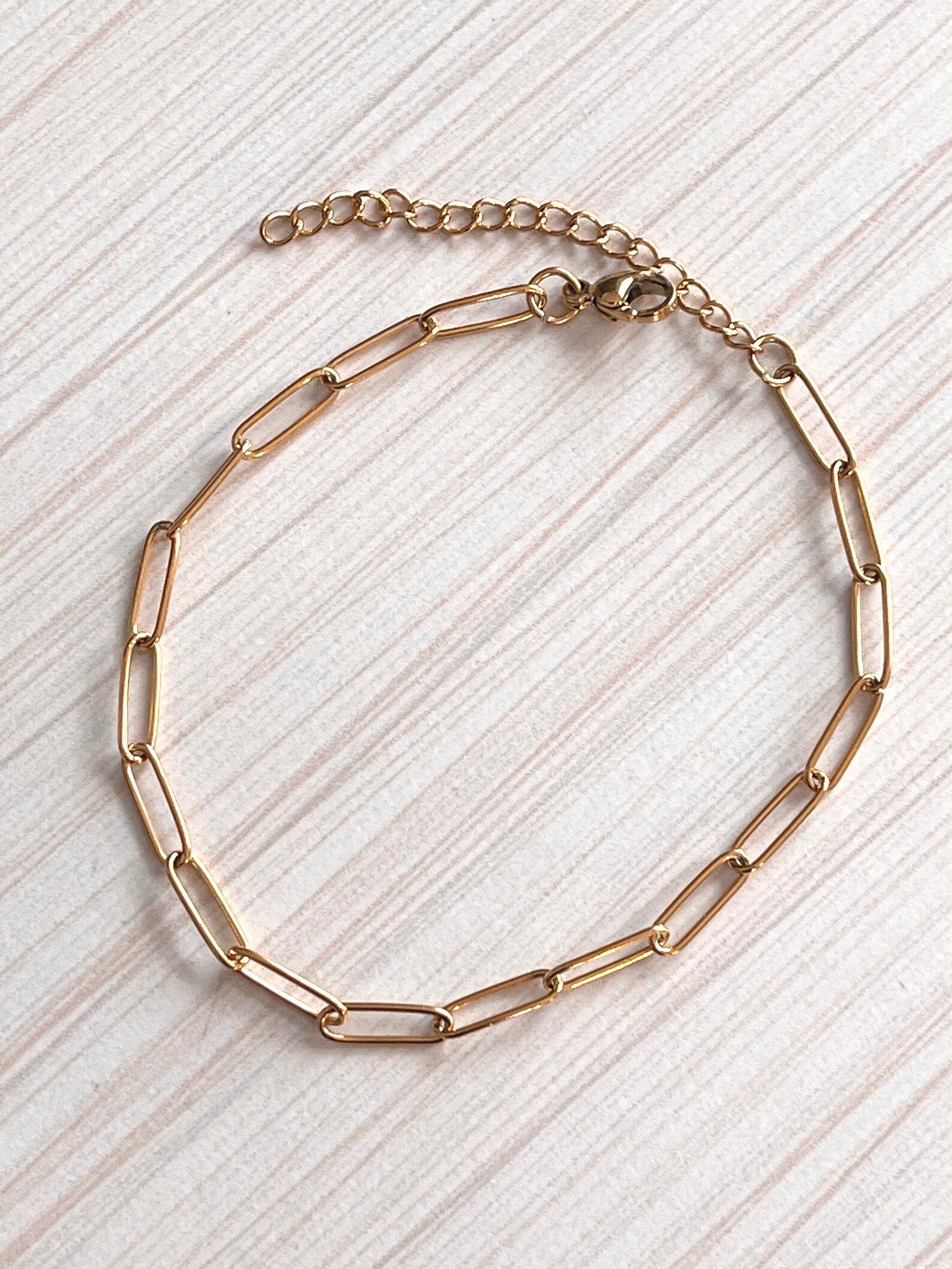 Chain Link Bracelet W/clasp - Paper Clip Style - Choose From 3 Finishes ...