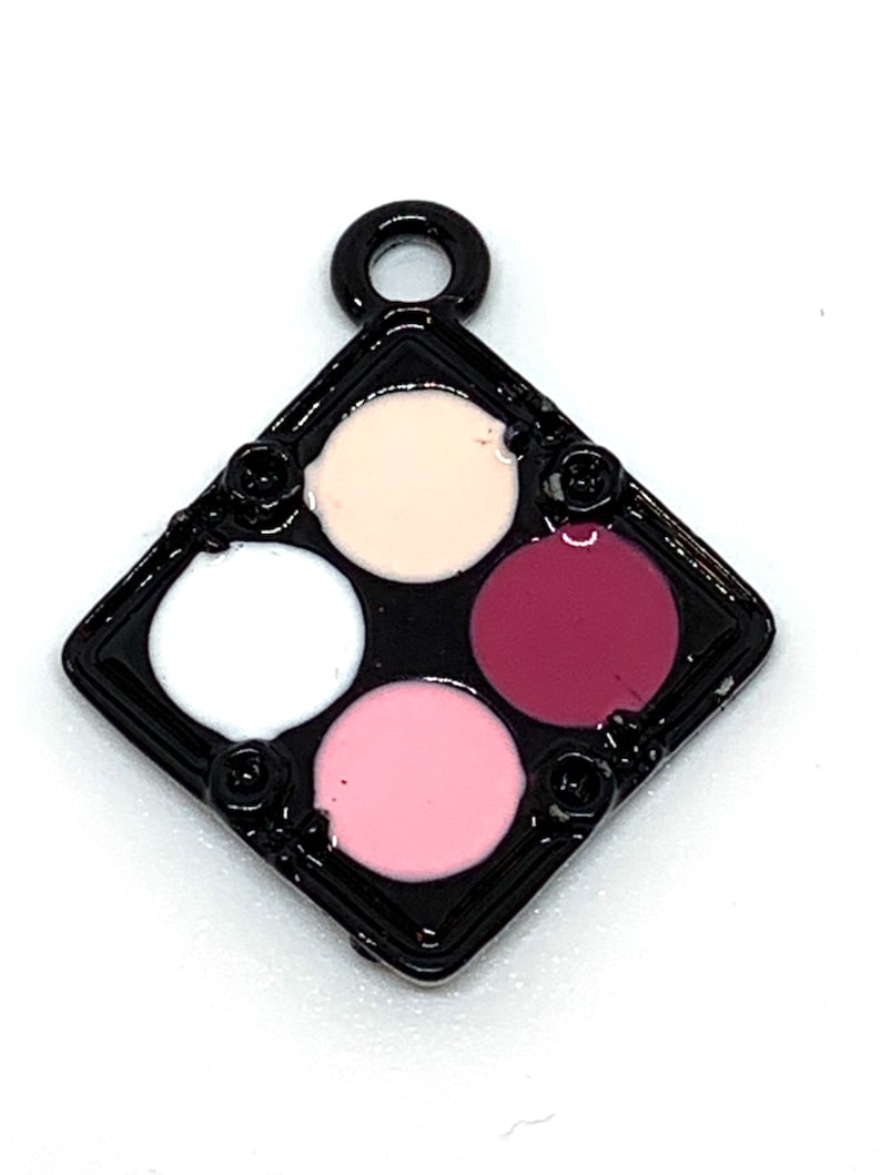 3 makeup palette charms black metal multicolored enamel | Etsy