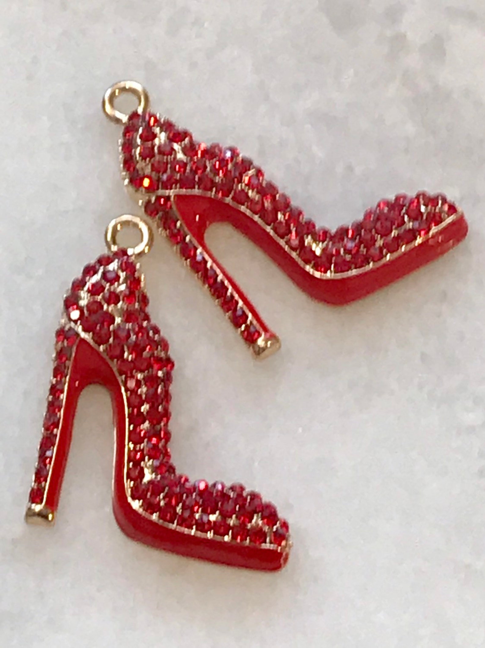 1 Gorgeous Red Mostly Rhinestones High Heeled Stiletto Shoe Charm ...