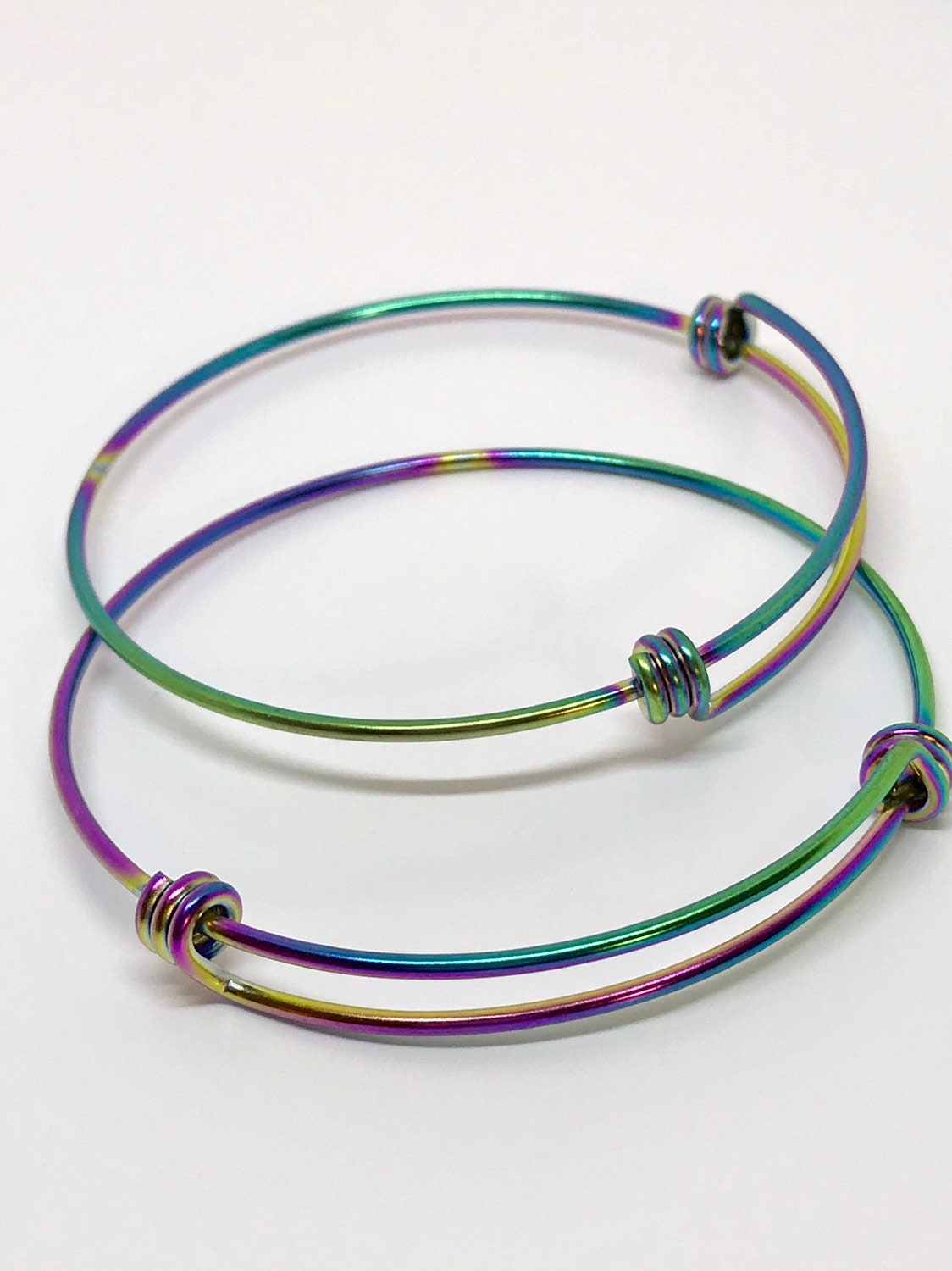 Rainbow Colored Stainless Steel Expandable Bracelet | Etsy