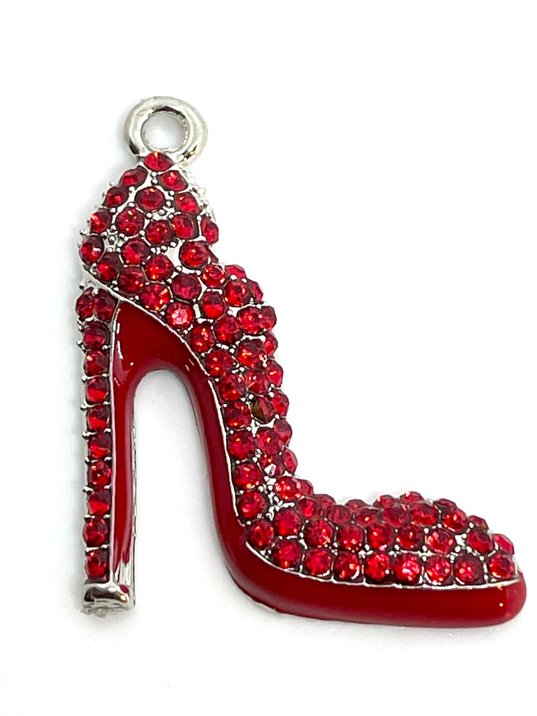 1 Gorgeous Red Rhinestones High Heeled Stiletto Shoe Charm - Pendant ...