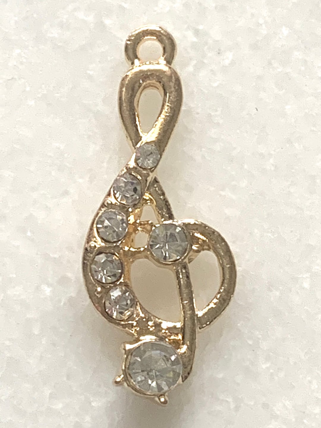 Large Rhinestone Treble Clef Music Note Pendant Gold Tone - Crystal ...