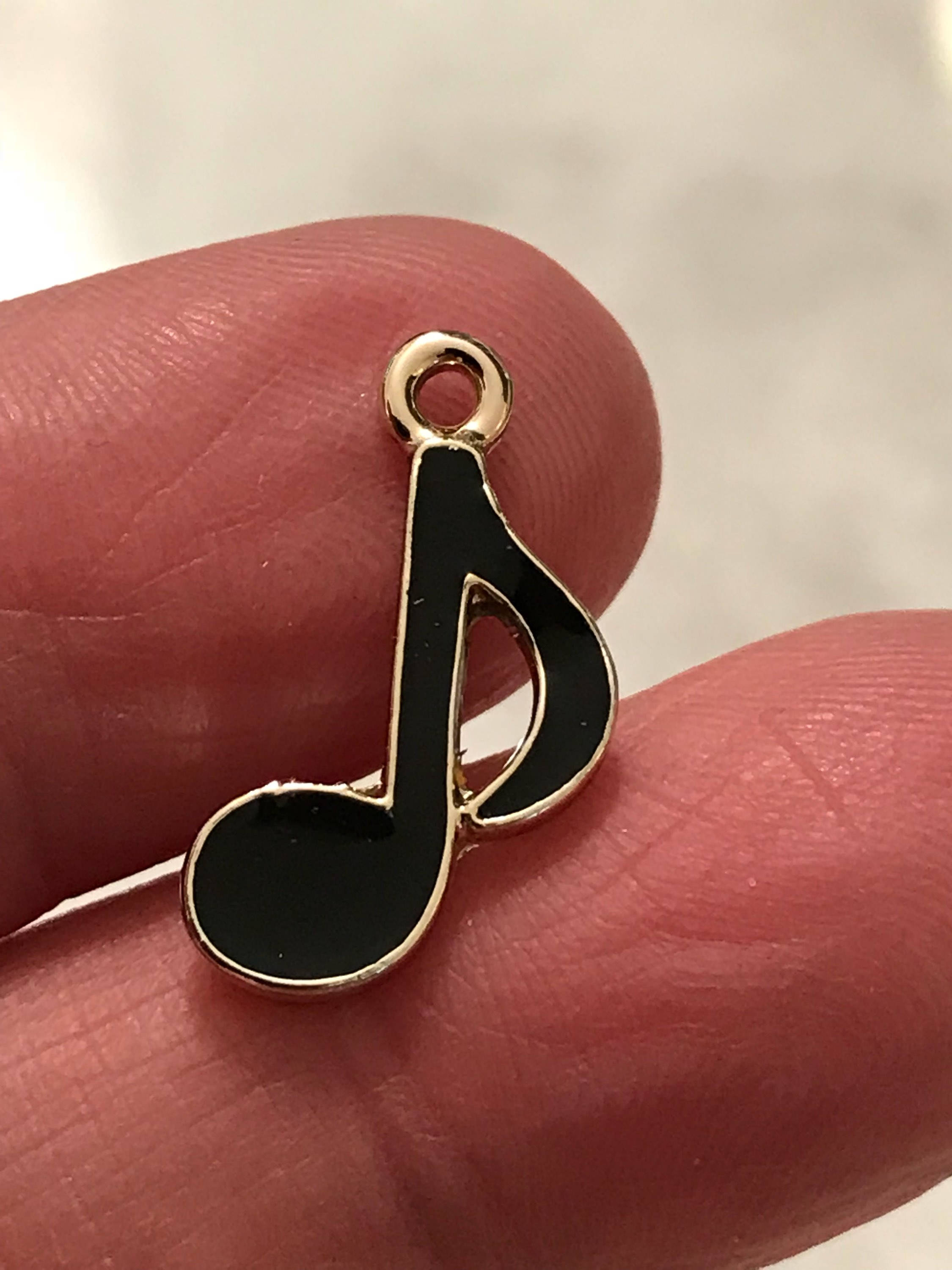 3 Black Enamel 8th Note Music Note Charms Gold Tone Band - Etsy