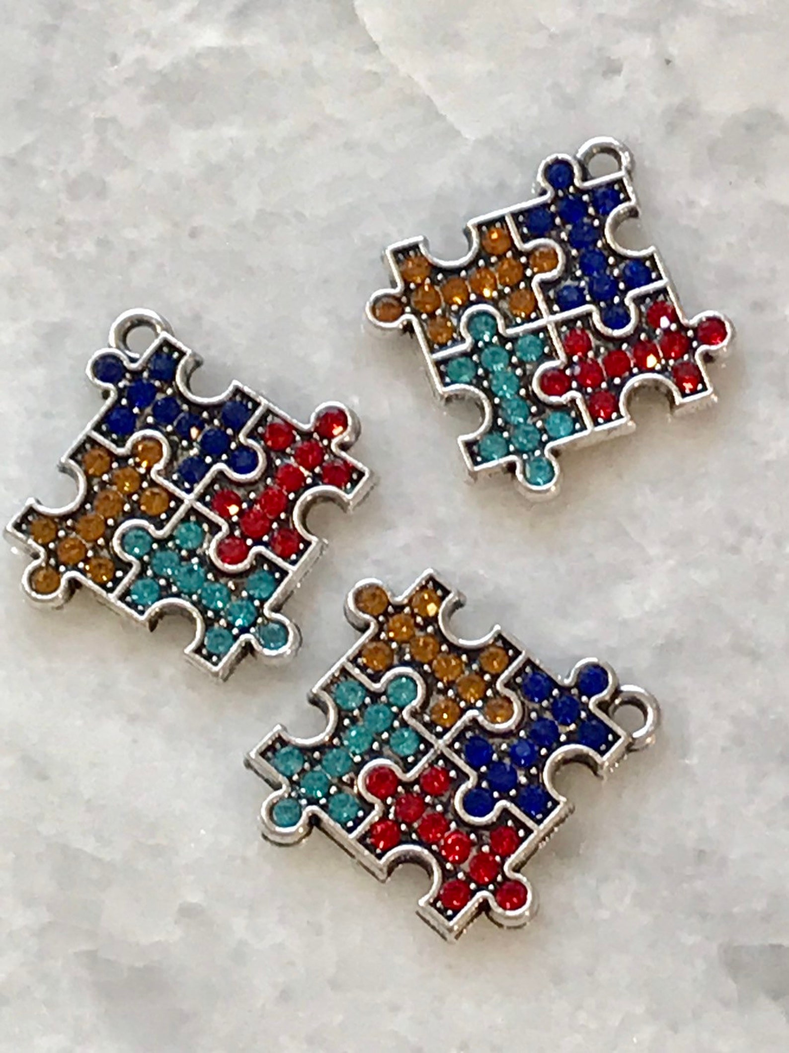 Multicolored Rhinestone Autism Awareness Puzzle Piece Charm - Etsy