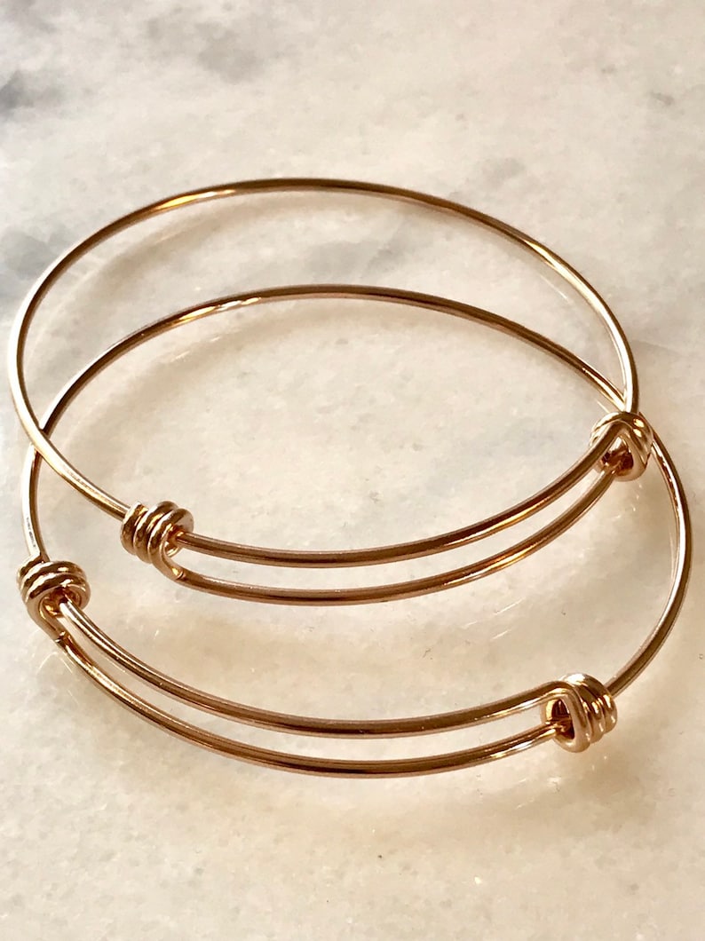 Rose Gold Stainless Steel Expandable Bangles - Bracelet - Triple Loop ...