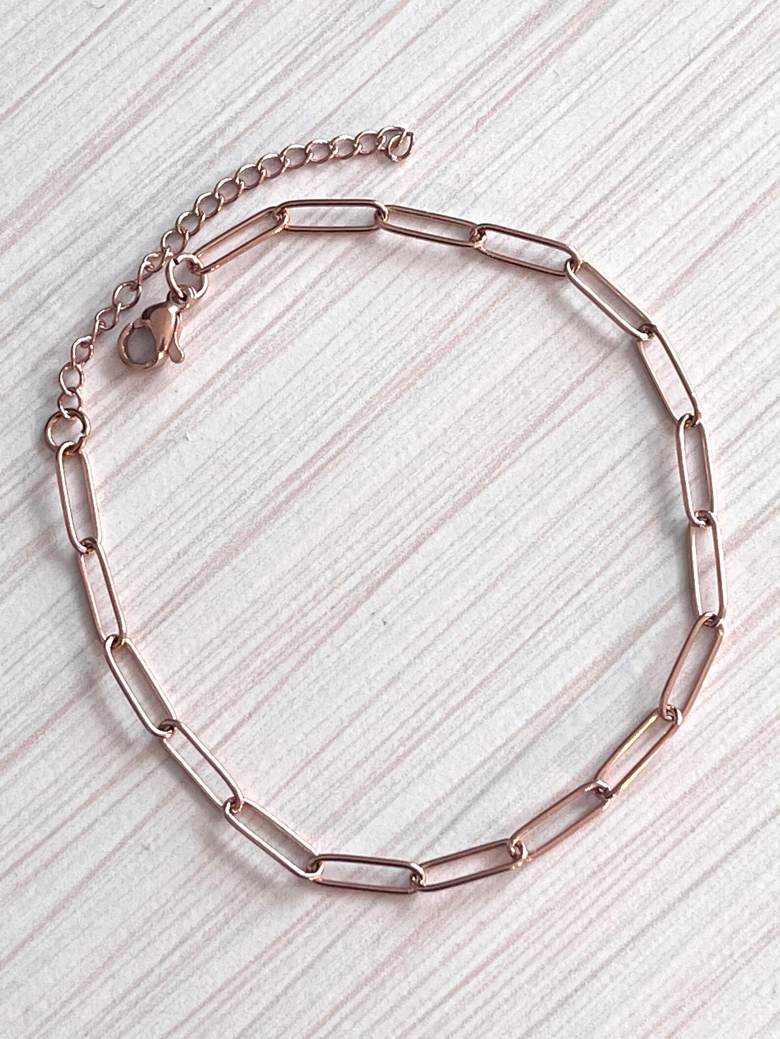 Chain Link Bracelet W/clasp - Paper Clip Style - Choose From 3 Finishes ...