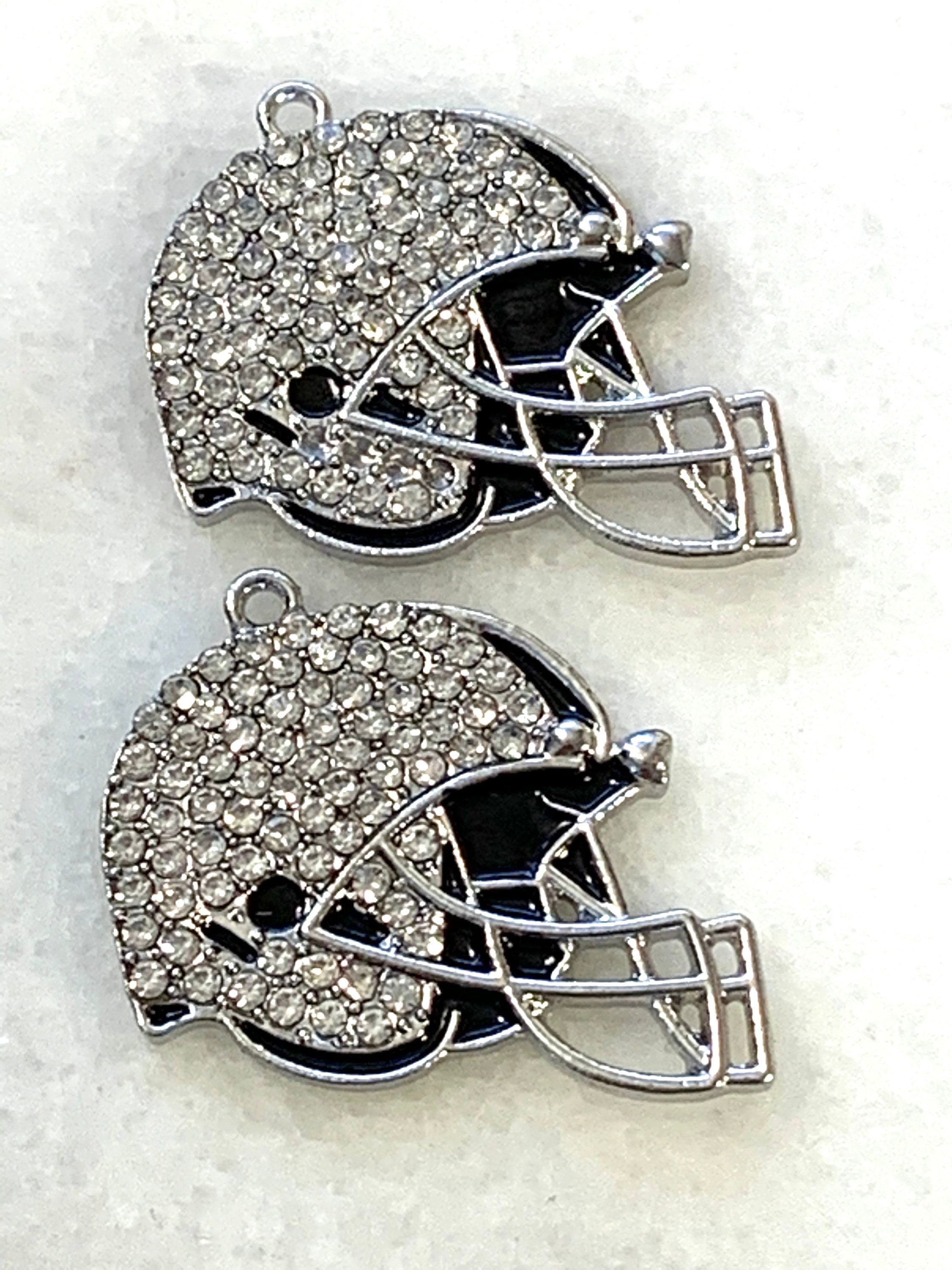1 Rhinestone Helmet Charm Black Enamel Accents Football | Etsy