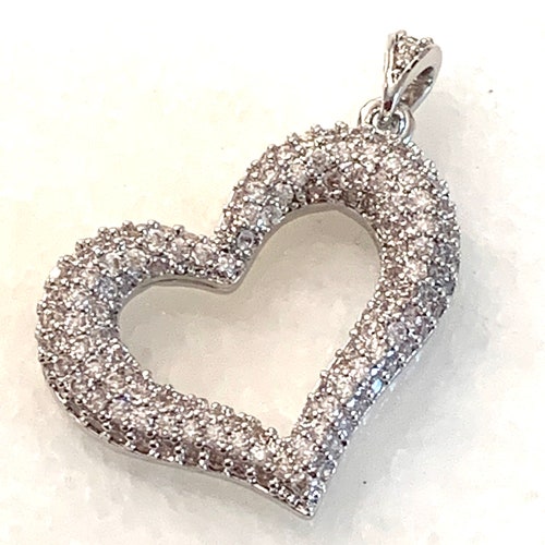 1 Beautiful Black CZ Open Heart Charm Cubic Zirconia - Etsy