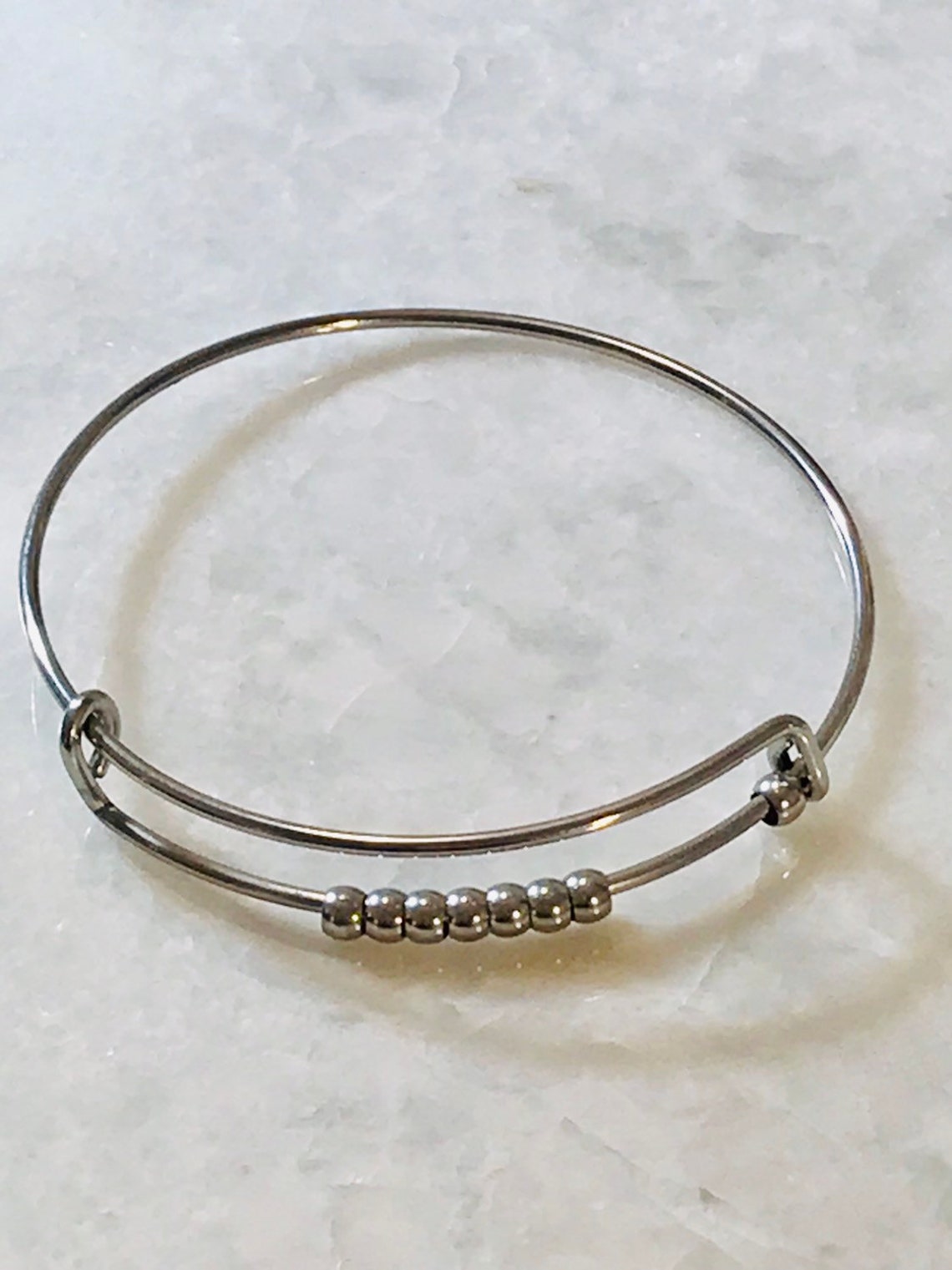 Stainless Steel Expandable Bangle Bracelet with Beads | Etsy