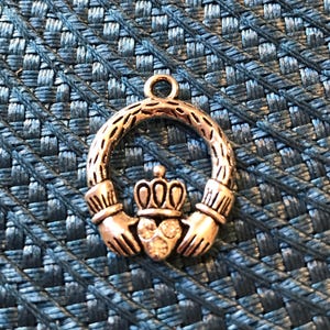 3 Antique Silver Tone Rhinestone Claddagh Charms - Pendant - Irish ...