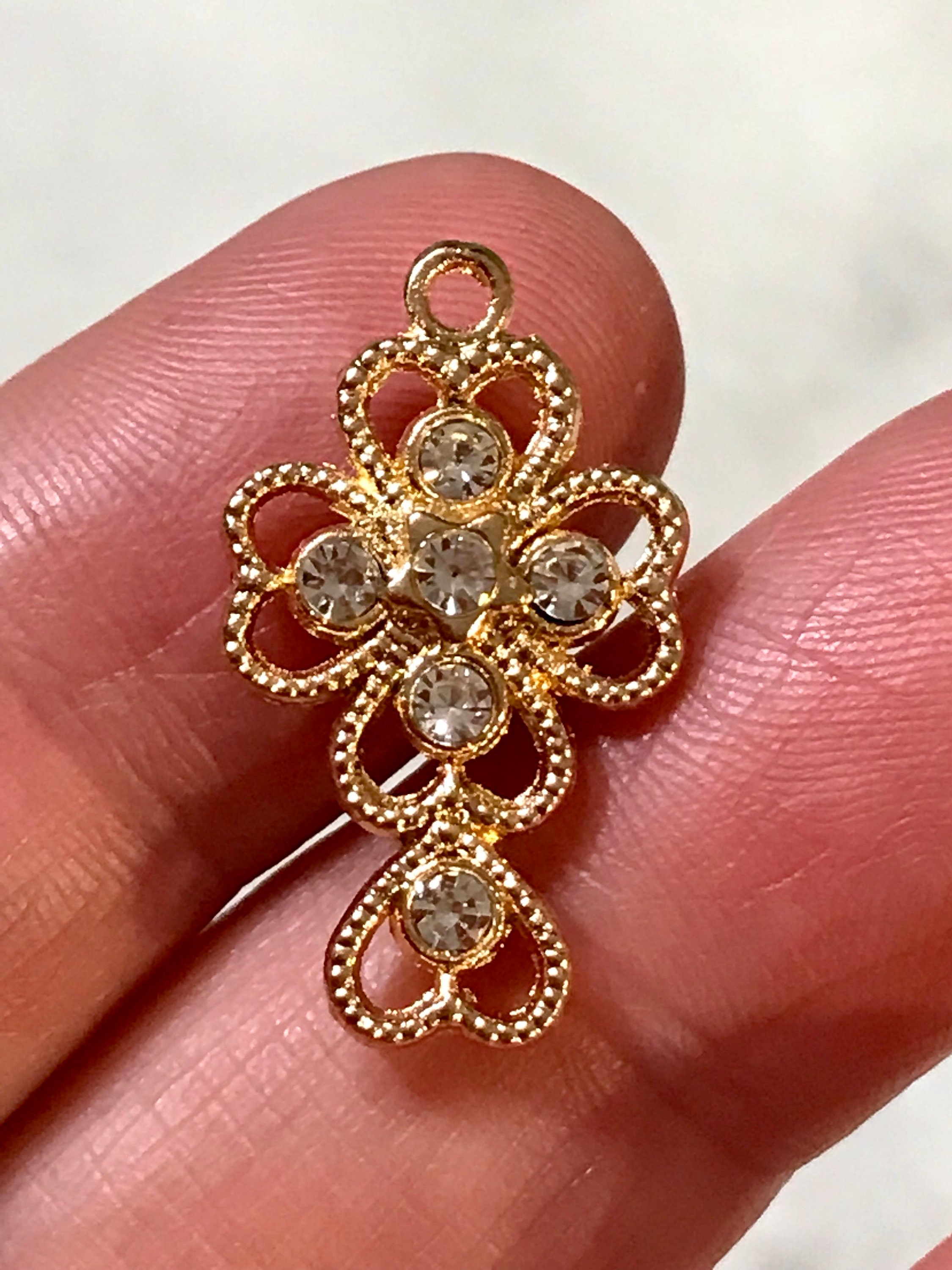 3 Ornate Gold Tone Crosses With Rhinestones - Filigree Open Design With ...
