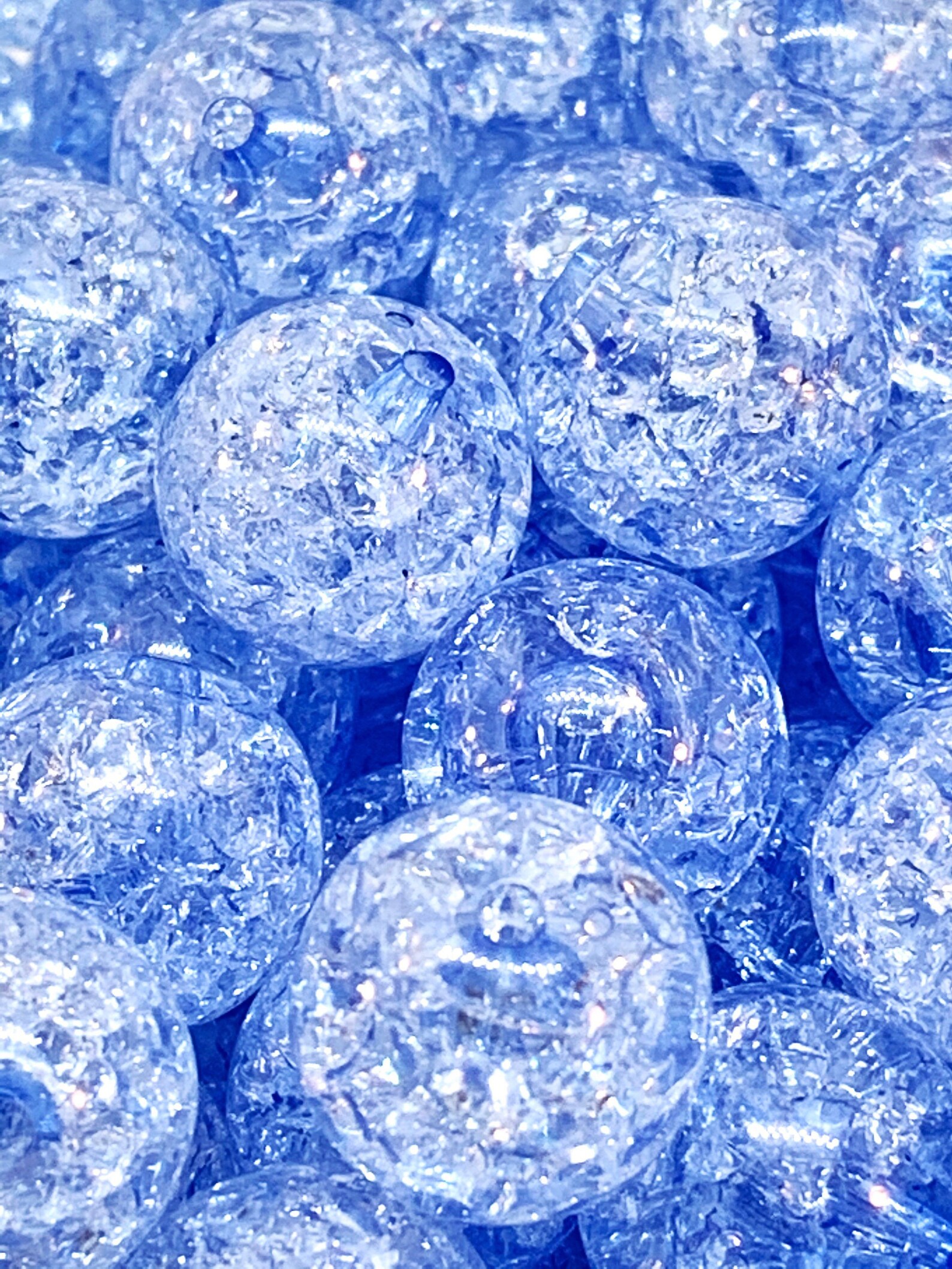 Set of 10 - 16mm Blue Crackle Style Round Beads - Etsy