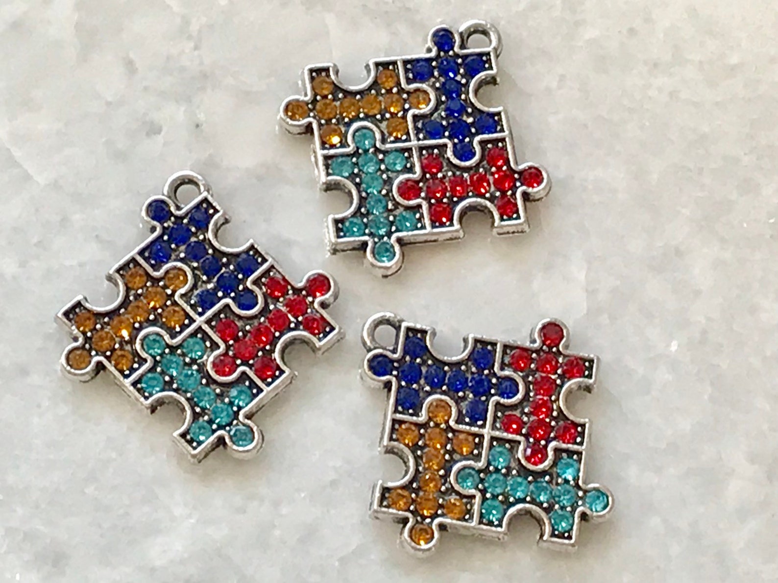 Multicolored Rhinestone Autism Awareness Puzzle Piece Charm - Etsy