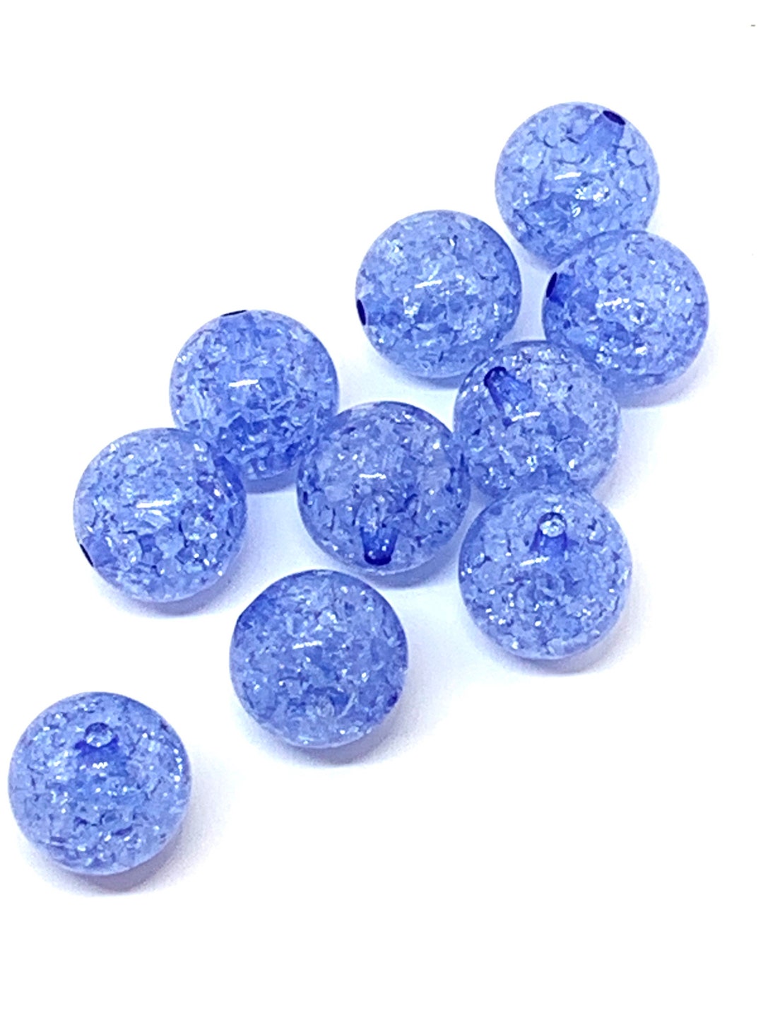 Set of 10 - 16mm Blue Crackle Style Round Beads - Etsy