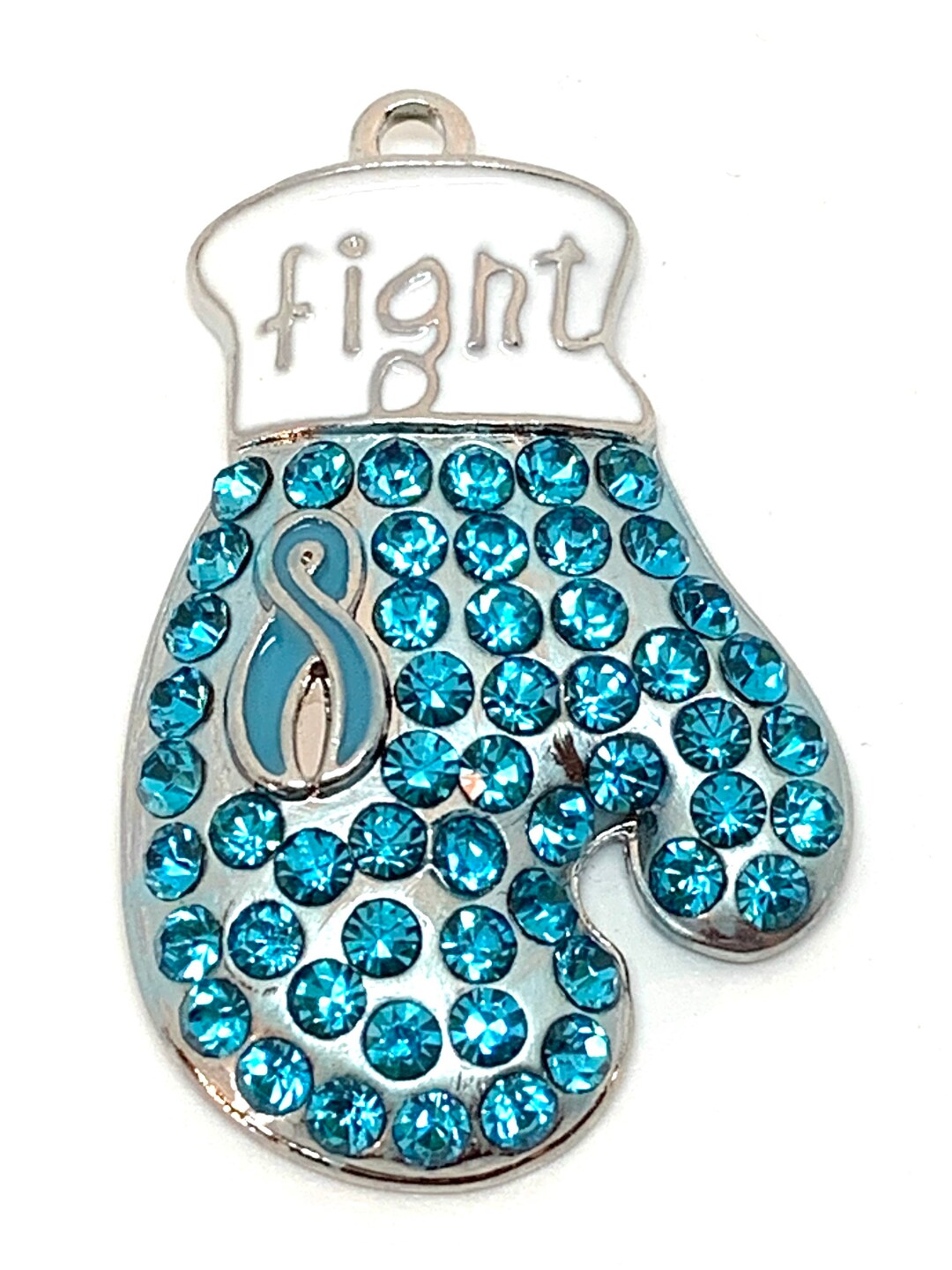 1 Teal Rhinestone, White Enamel With Silver Accents Teal Ribbon Fight ...