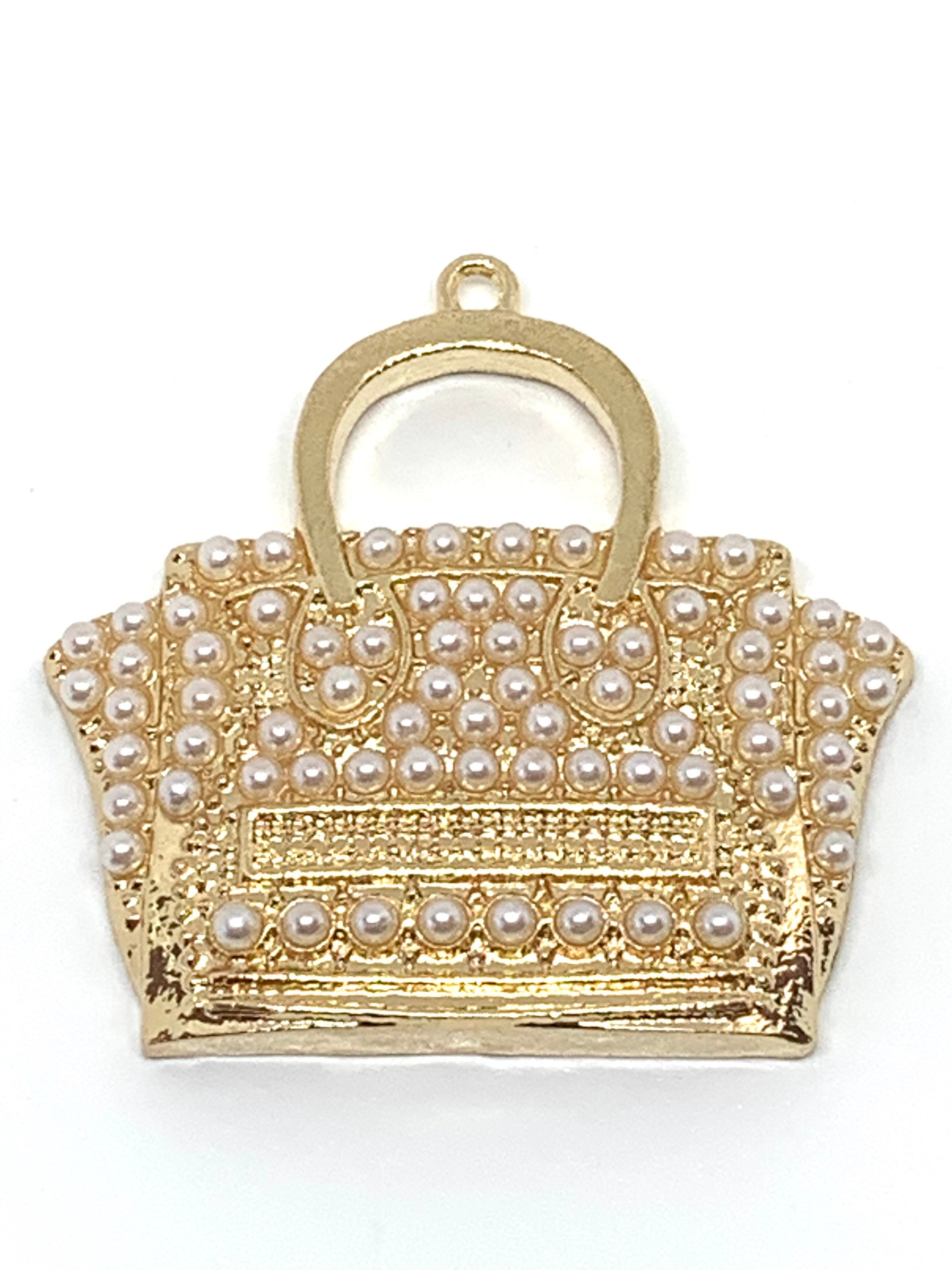 1 Gold Finish & Pearls Ladies Handbag Charm Purse Charm - Etsy