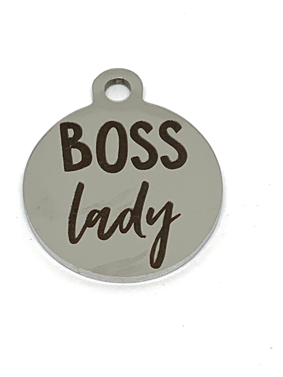 Boss Lady Stainless Steel Round Laser Engraved Charm Pendant - Etsy