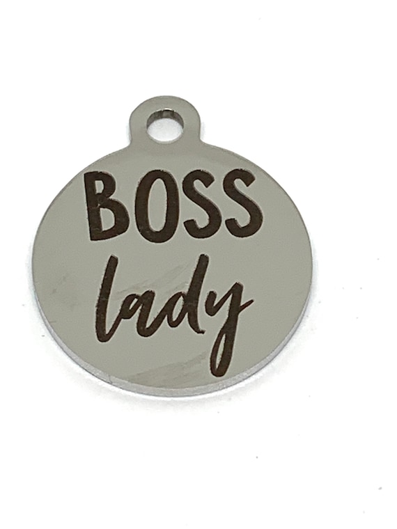 Boss Lady Stainless Steel Round Laser Engraved Charm Pendant - Etsy