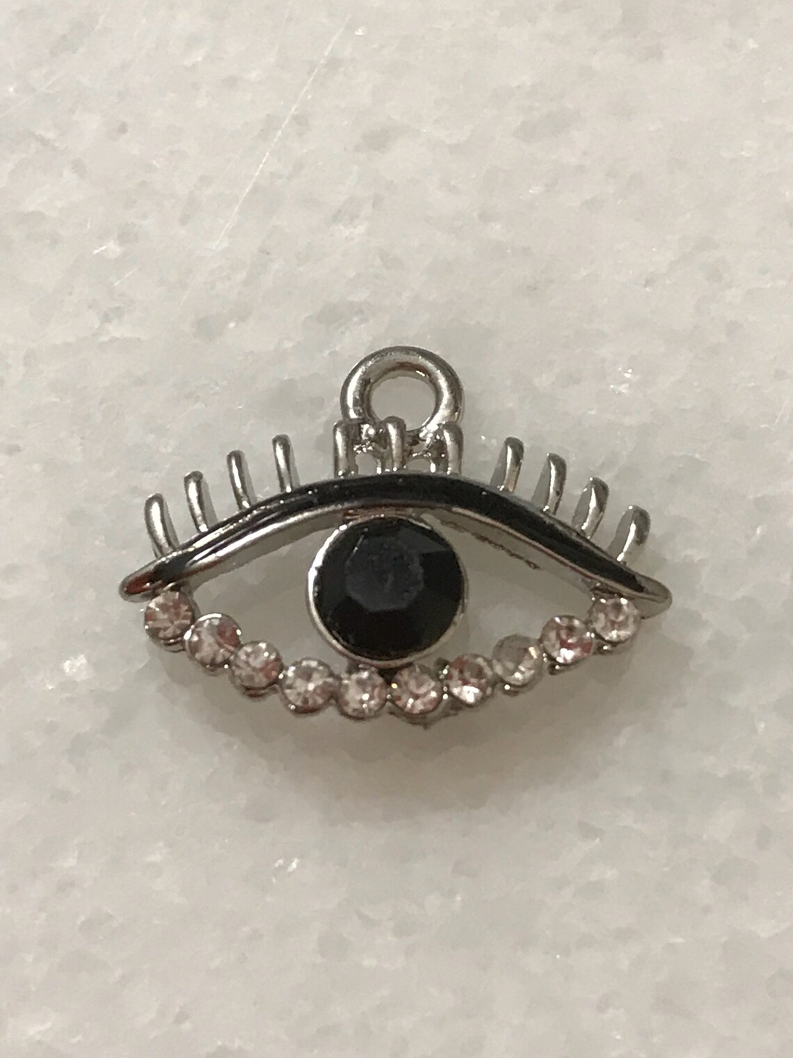 3 Beautiful Eye Charms Black Crystal Eye Rhinestones | Etsy