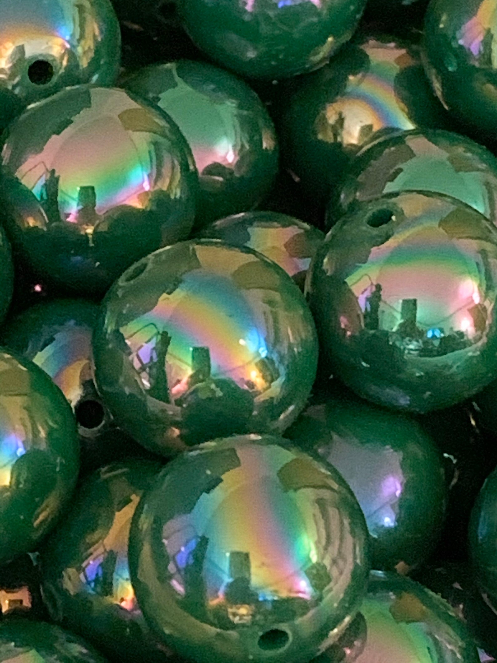 Set of 10 20mm Shiny Green Rainbow AB Color Plated Round - Etsy