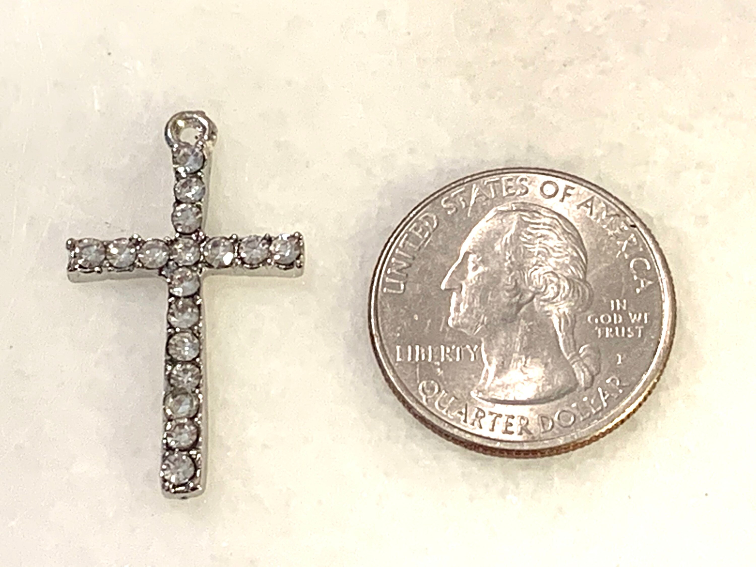 3 Beautiful rhinestone crosses charms silver tone | Etsy