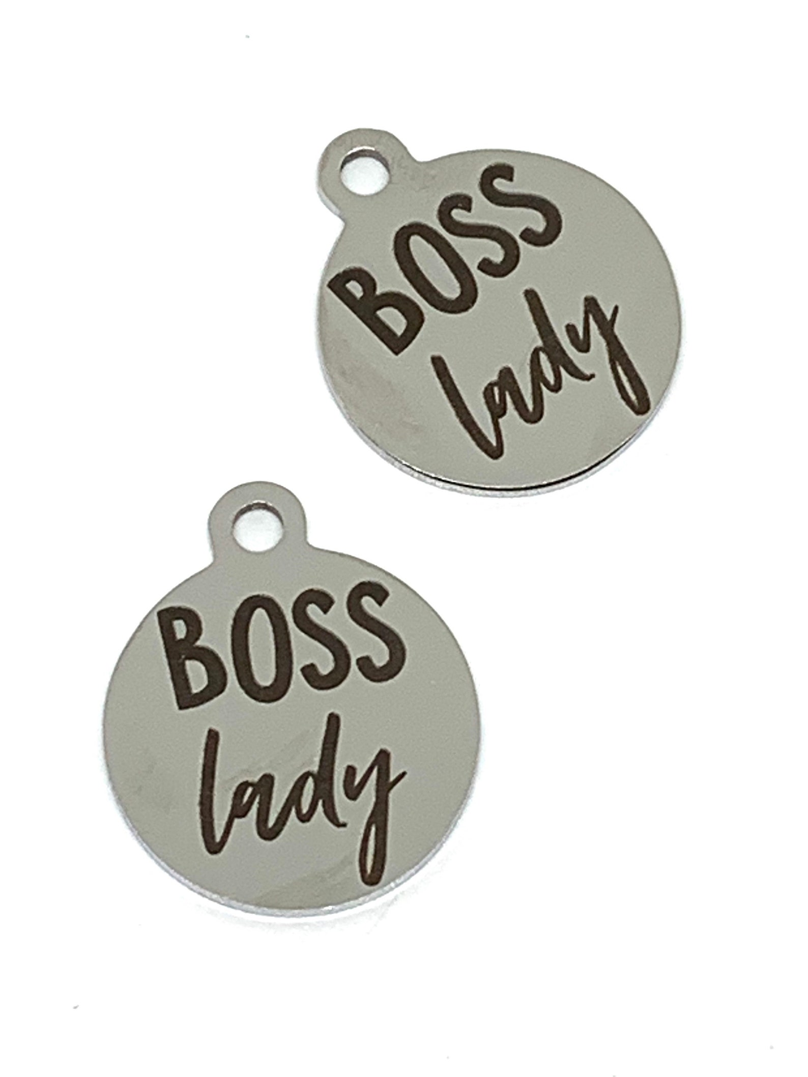 Boss Lady Stainless Steel Round Laser Engraved Charm Pendant - Etsy