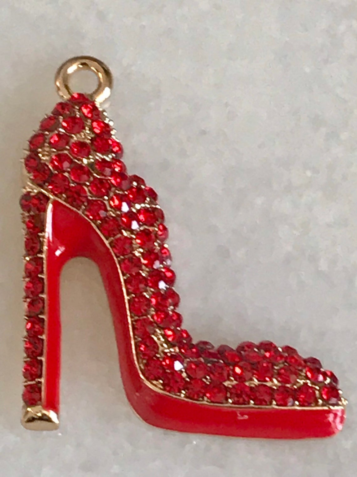 1 Gorgeous Red Mostly Rhinestones High Heeled Stiletto Shoe Charm ...