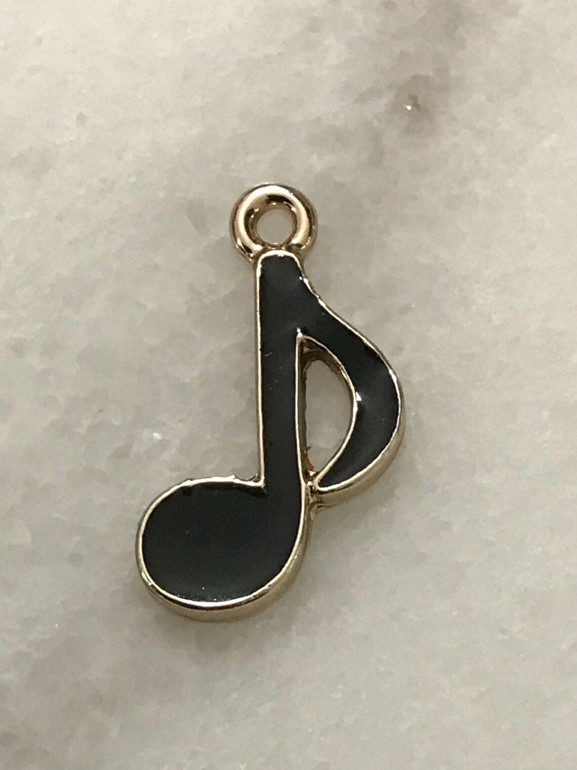 3 Black Enamel 8th Note Music Note Charms Gold Tone Band - Etsy