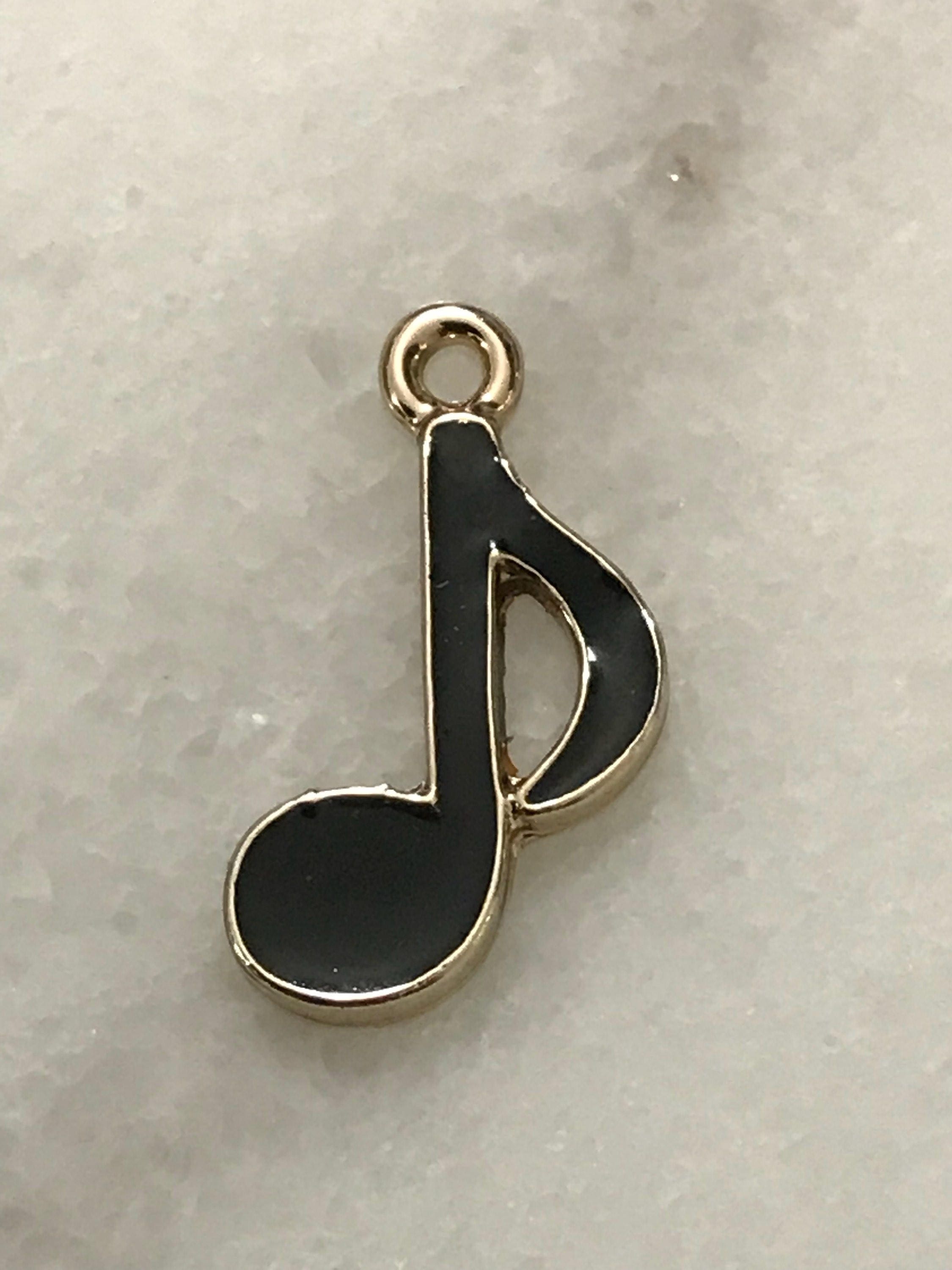 3 Black Enamel 8th Note Music Note Charms Gold Tone Band - Etsy