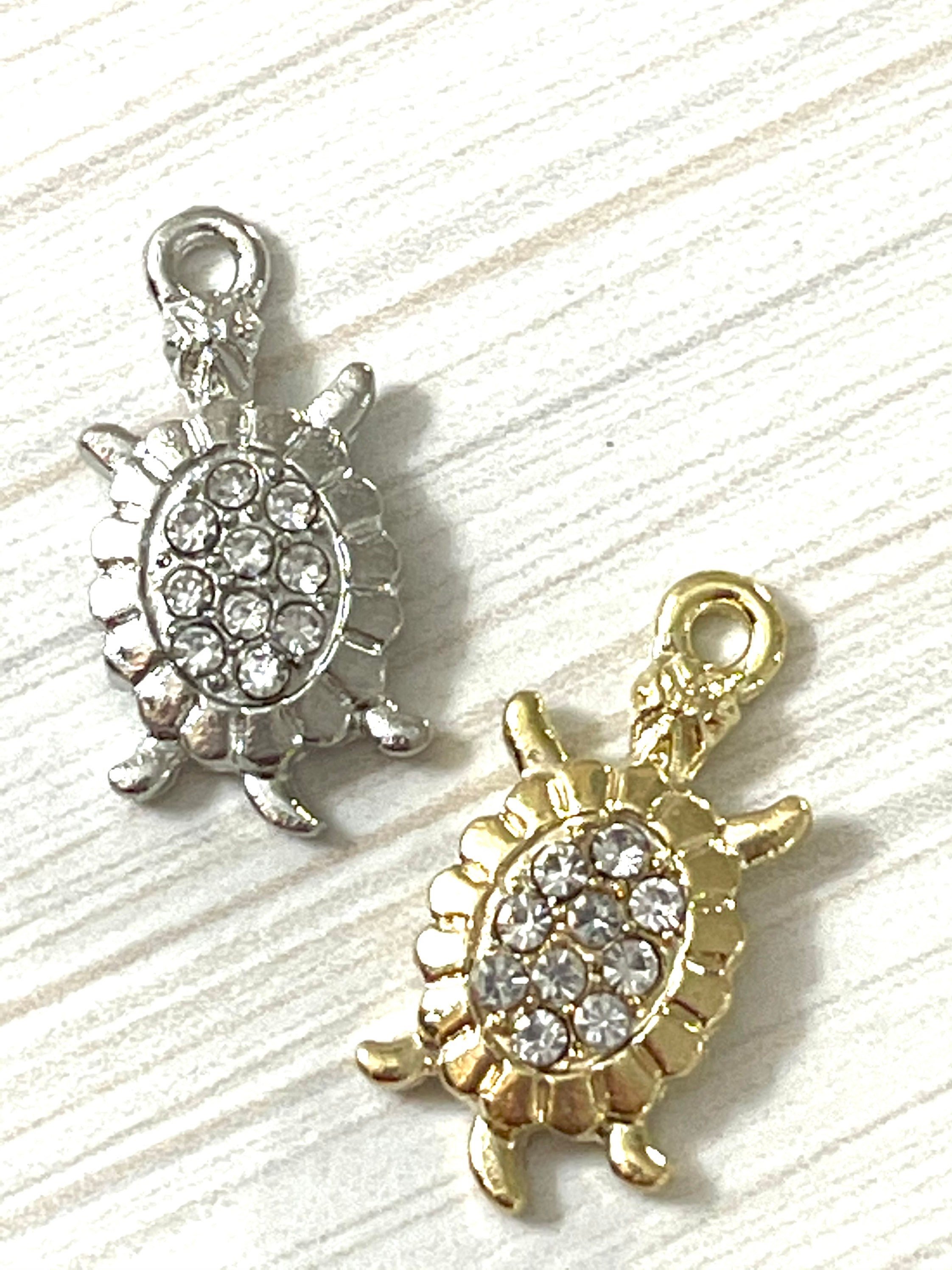 3 Rhinestone Turtle Charms Choose Silver Tone or Gold Tone - Etsy