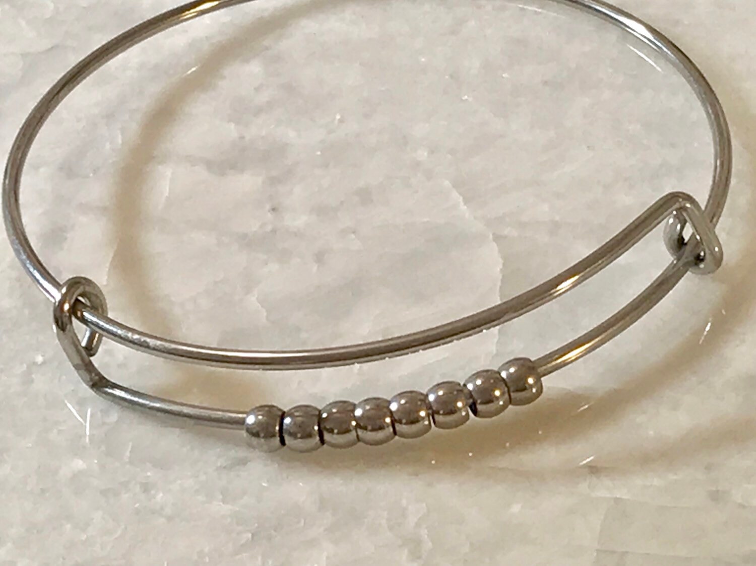 Stainless Steel Expandable Bangle Bracelet With Beads - Etsy