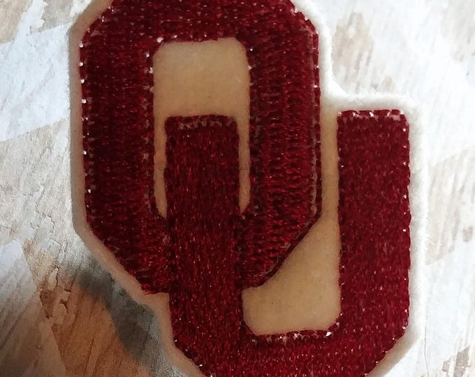 Maroon and White OU Inspired Sports Logo Badge Retractable Reel, Feltie ...