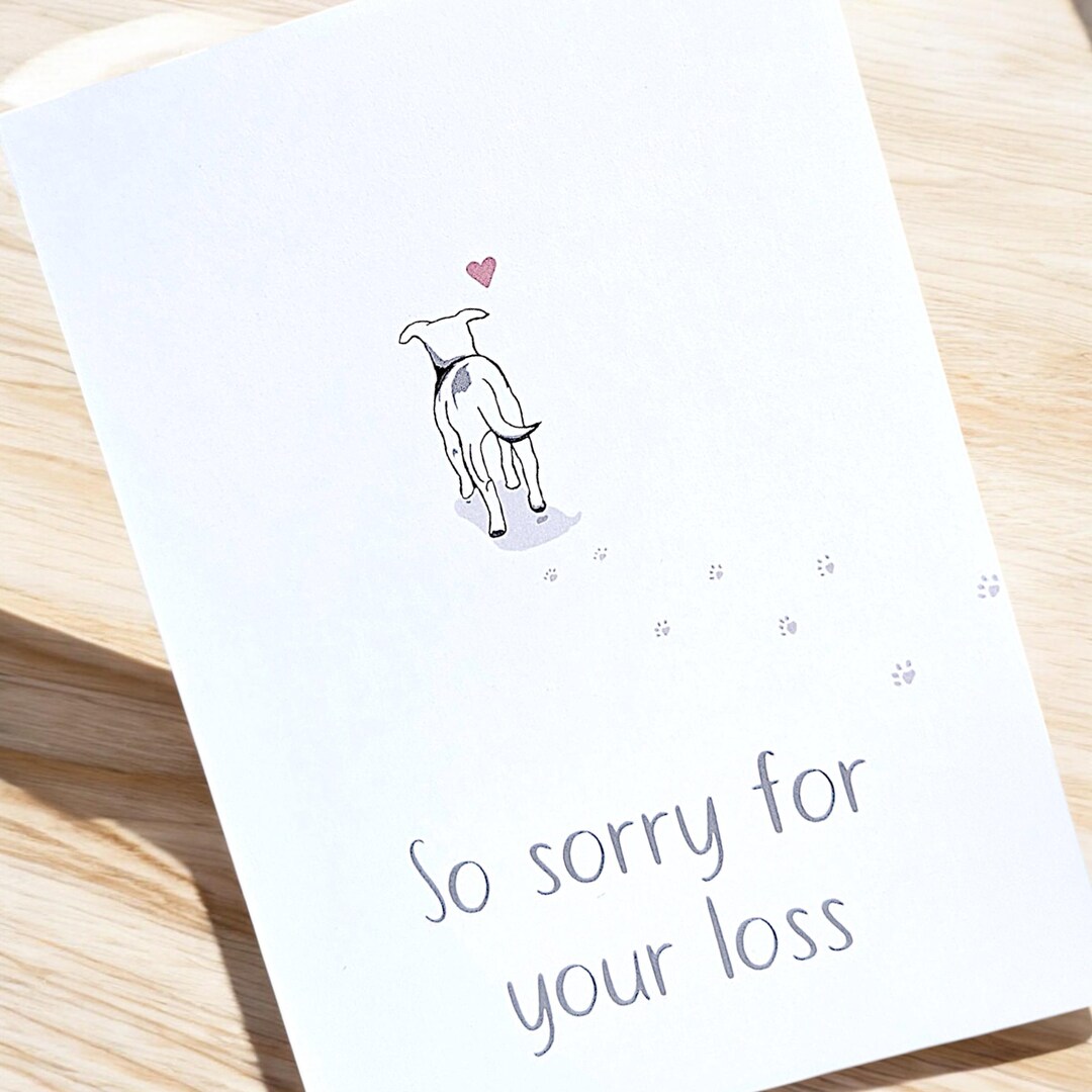 Dog Condolence Card - Beautiful Drawing of a Dog With a Little Pink ...