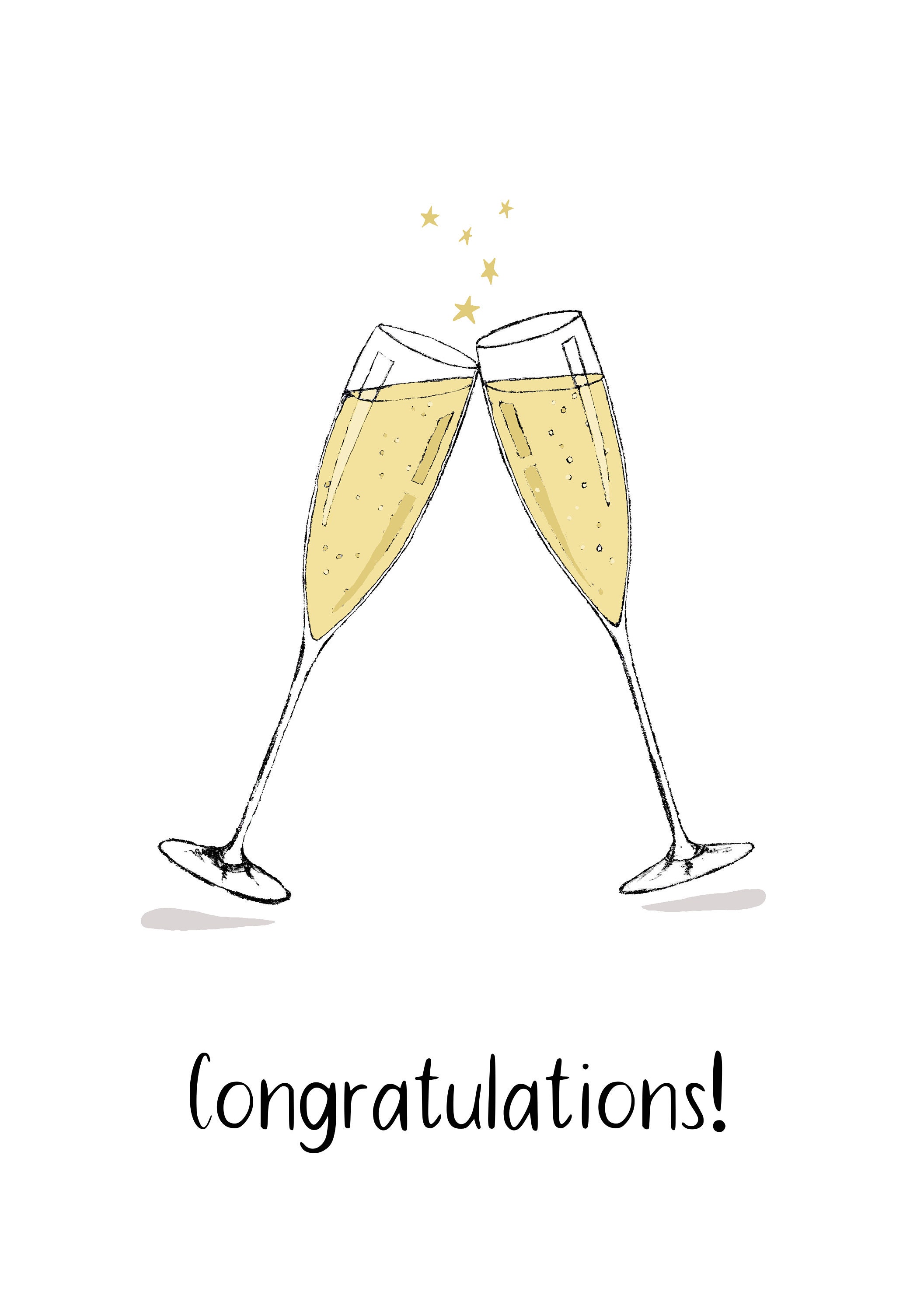 Congratulations Champagne Card - Illustration of Two Glasses of Fizz ...