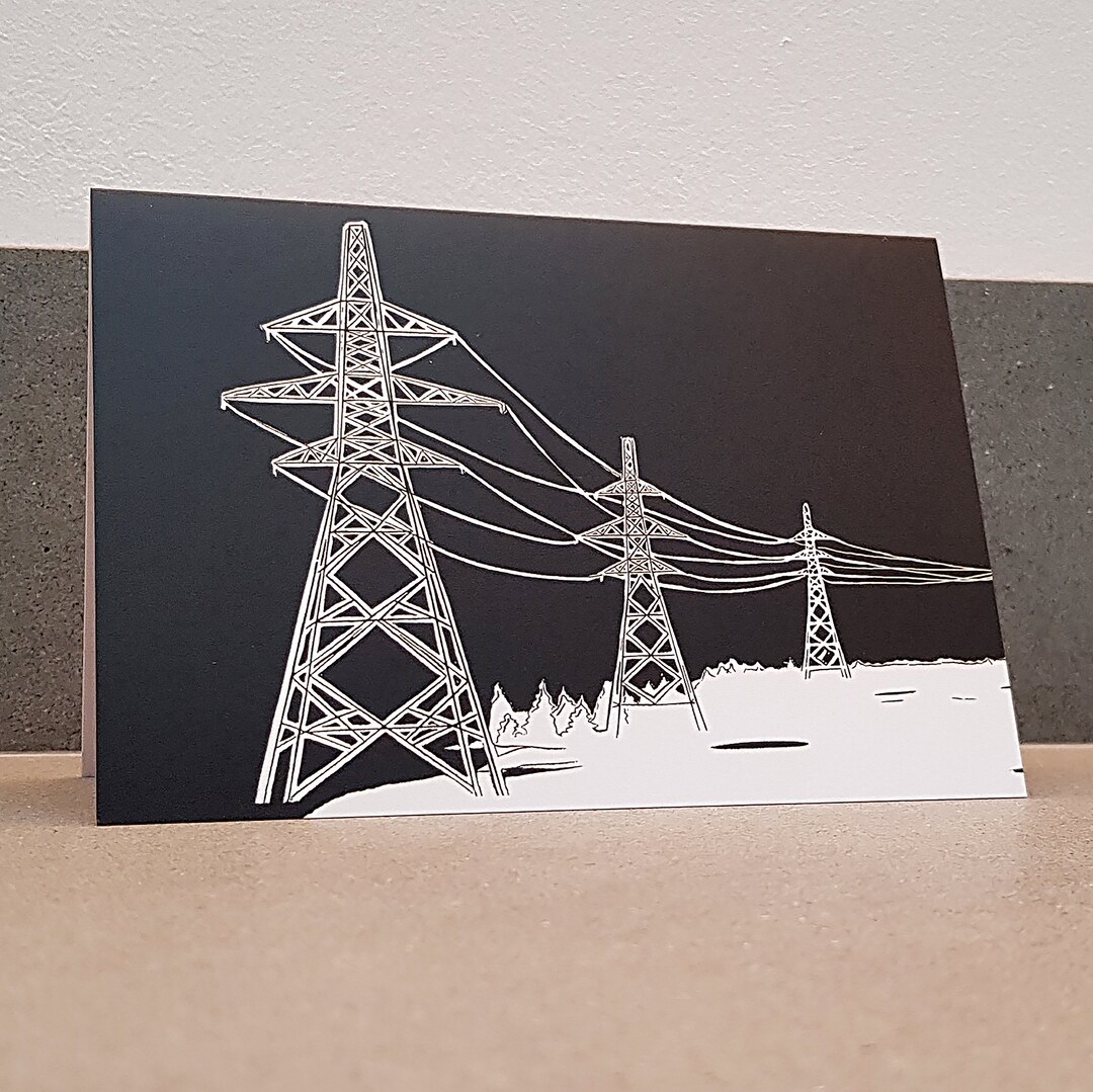 Pylons Linocut Stylish Card Unusual and Striking birthday card, Father ...