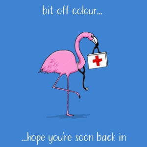 Flamingo Get Well Card a Feel Better Card With a Little Pun | Etsy