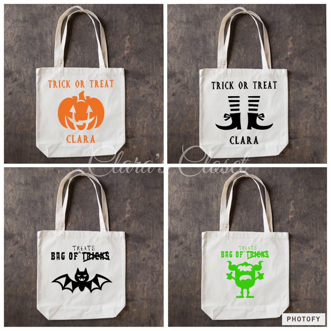 Personalized Trick or Treat Bag, Halloween Bag, Canvas Bag, Happy ...