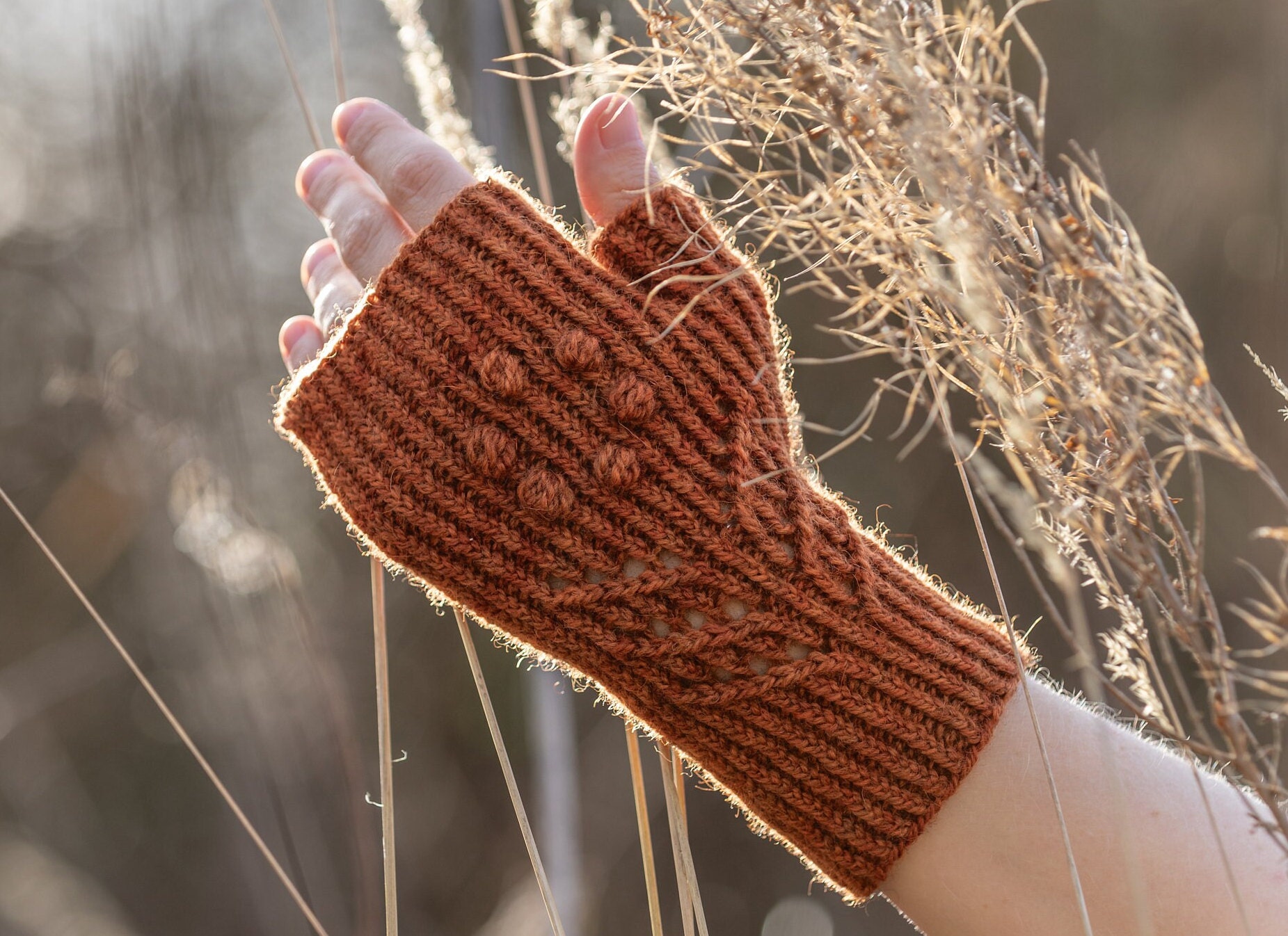 Knitting Pattern PDF Fingerless Twisted Lace Mittens Instant Download ...