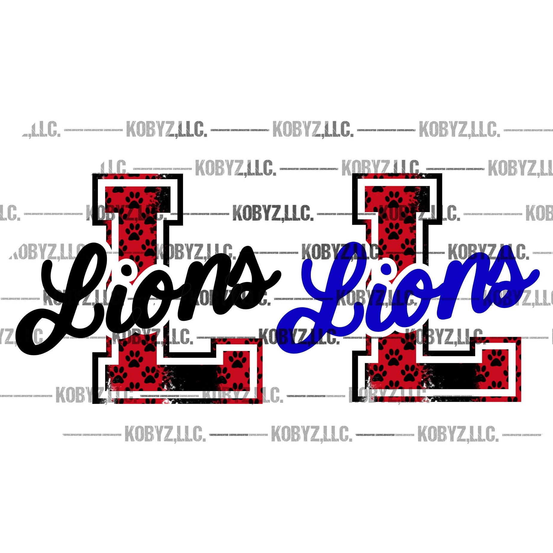 Lions L Designs With Paw Print Background 300dpi PNG Sublimation - Etsy