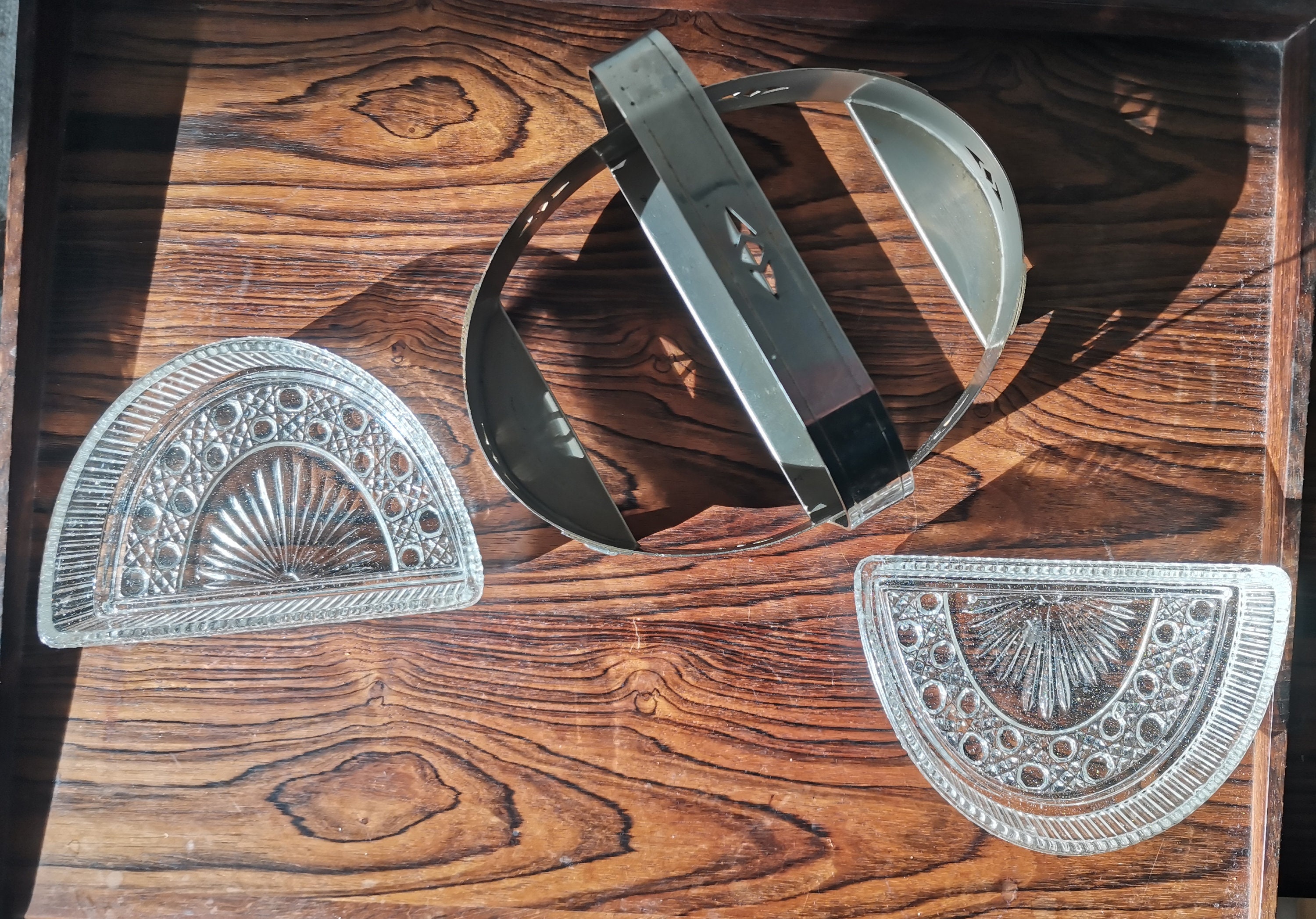 Art Deco Crystal Tray Candy Server Dish With Metal Handle, Germany From ...