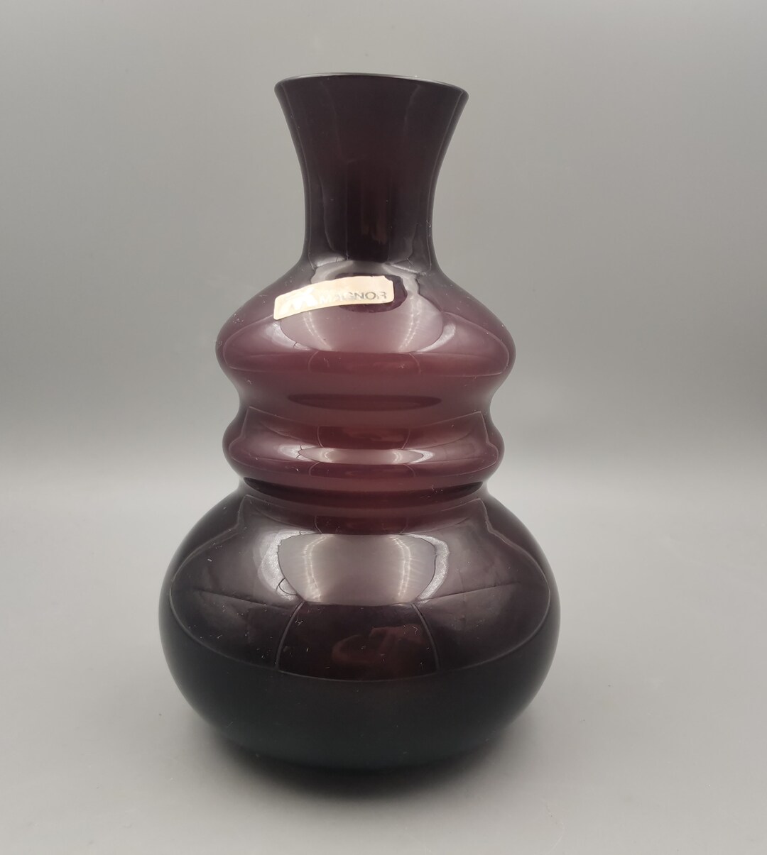 Norwegian Hooped Purple Glass Vase,magnor ,with Original Sticker From ...