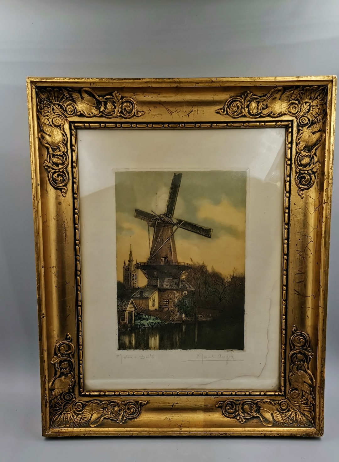 Marcel Augis ,"moulin DELFT Hollande" Original Signed Aquatint in the ...
