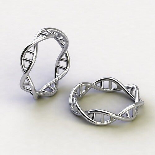 DNA Ring Necklace Set Gold Silver DNA Ring Necklace Science - Etsy