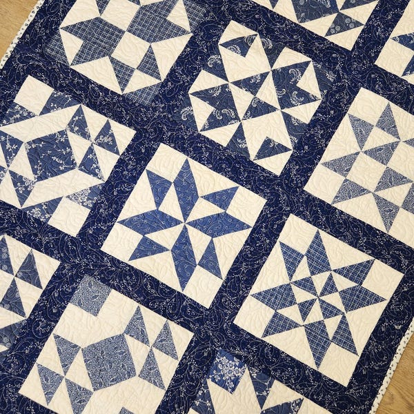 Blue Star Quilt - Etsy