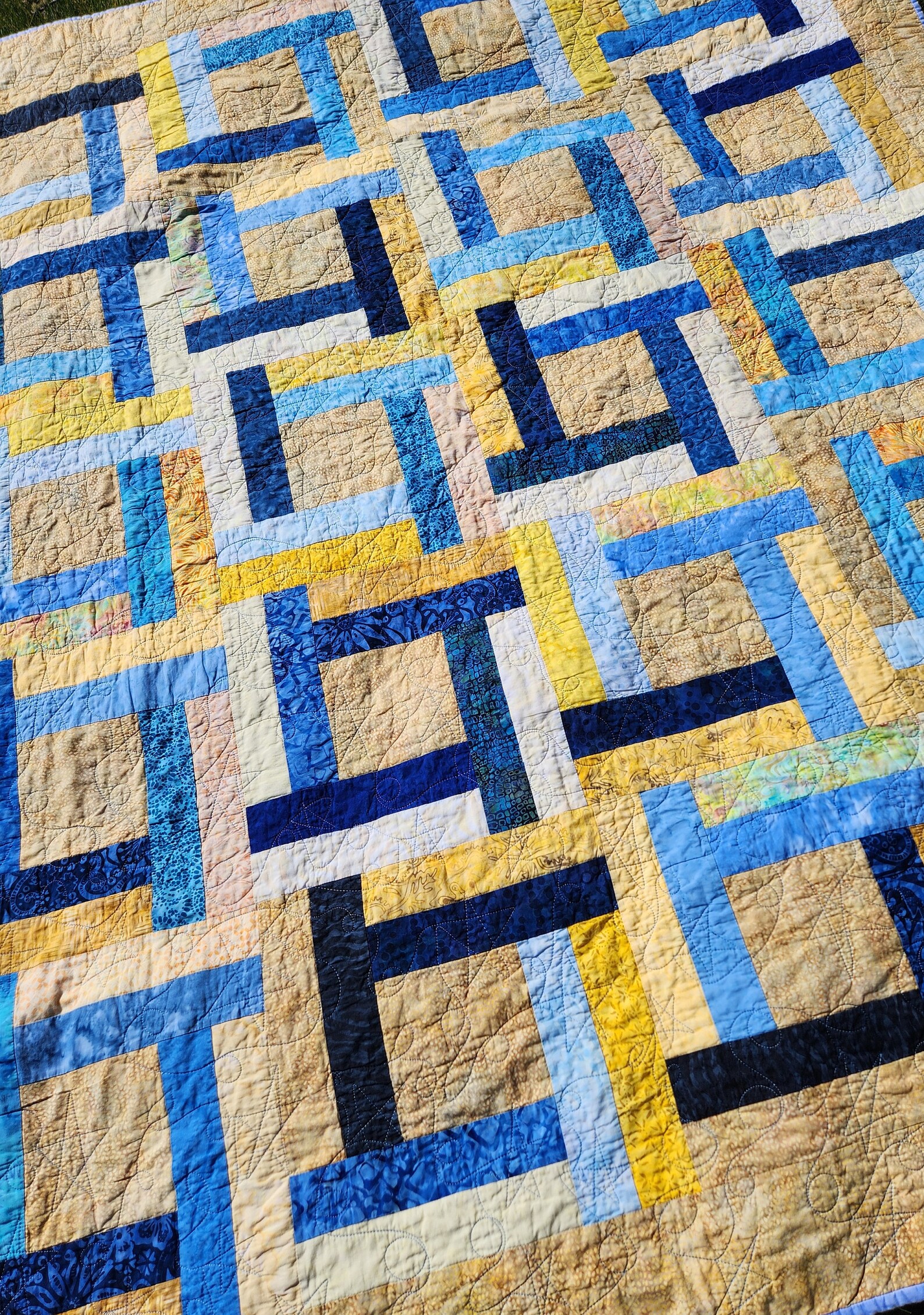 Batik Log Cabin Quilt - Etsy