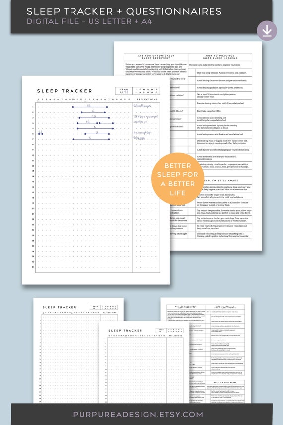 Sleep Tracker Printable Monthly Sleeping Log Chart Journal - Etsy